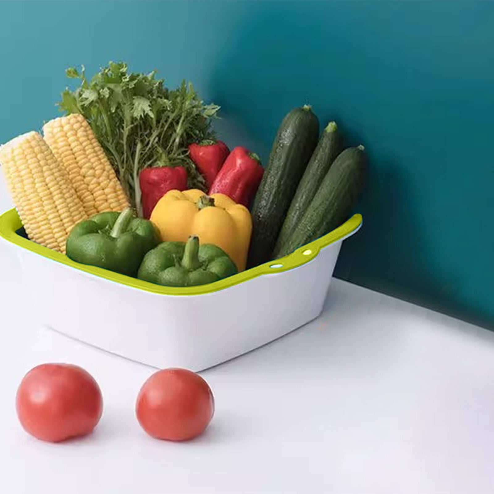 Green Plastic Draining Basket Kitchen Organizer Small Size Food Safe ...
