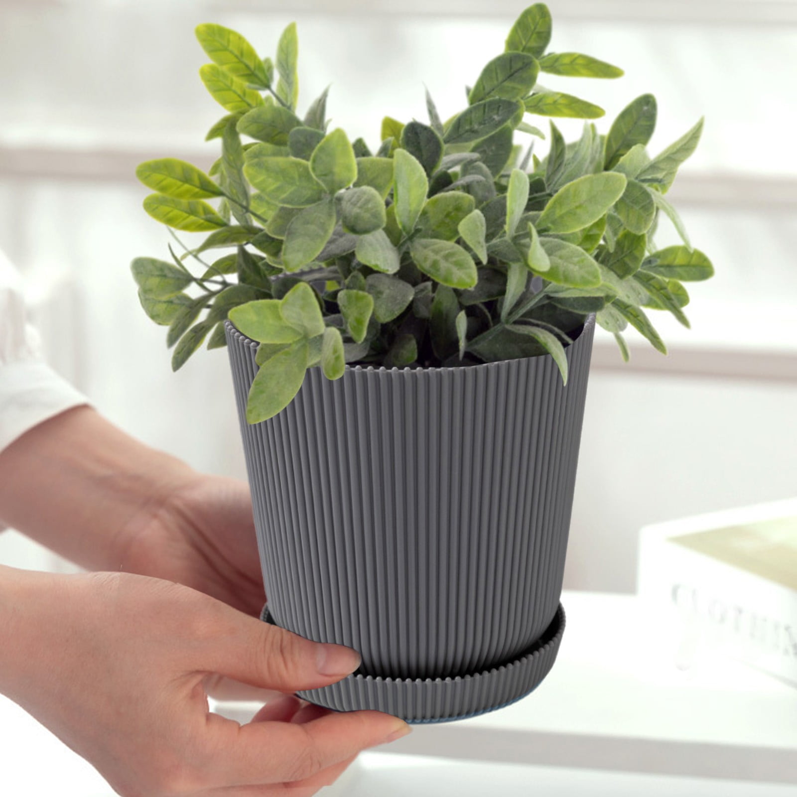 Green Plastic Flower Pots Balcony Vegetable Garden Green Plant Pot ...