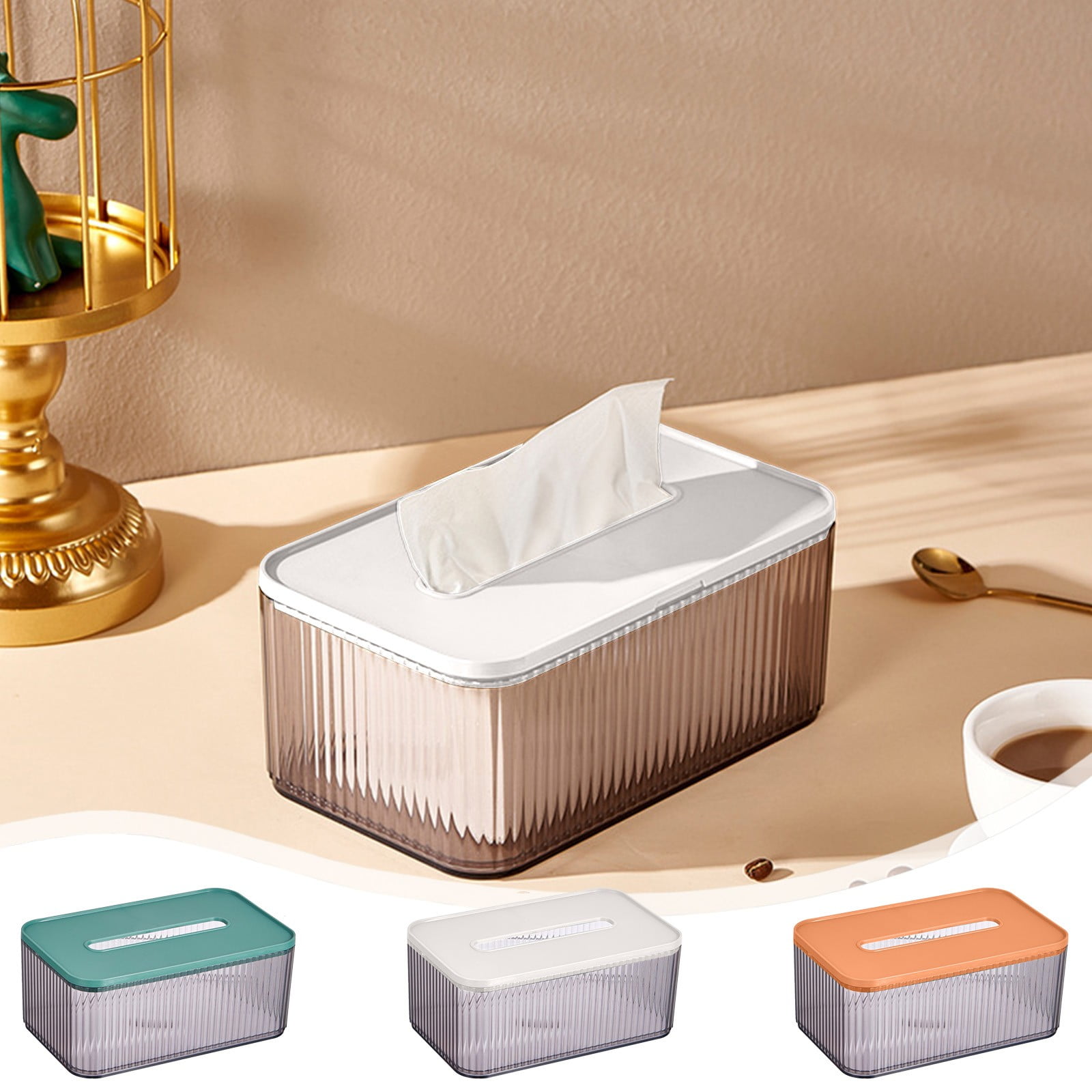 Green Plastic Tissue Box for Home and Office, Translucent Design, Easy ...