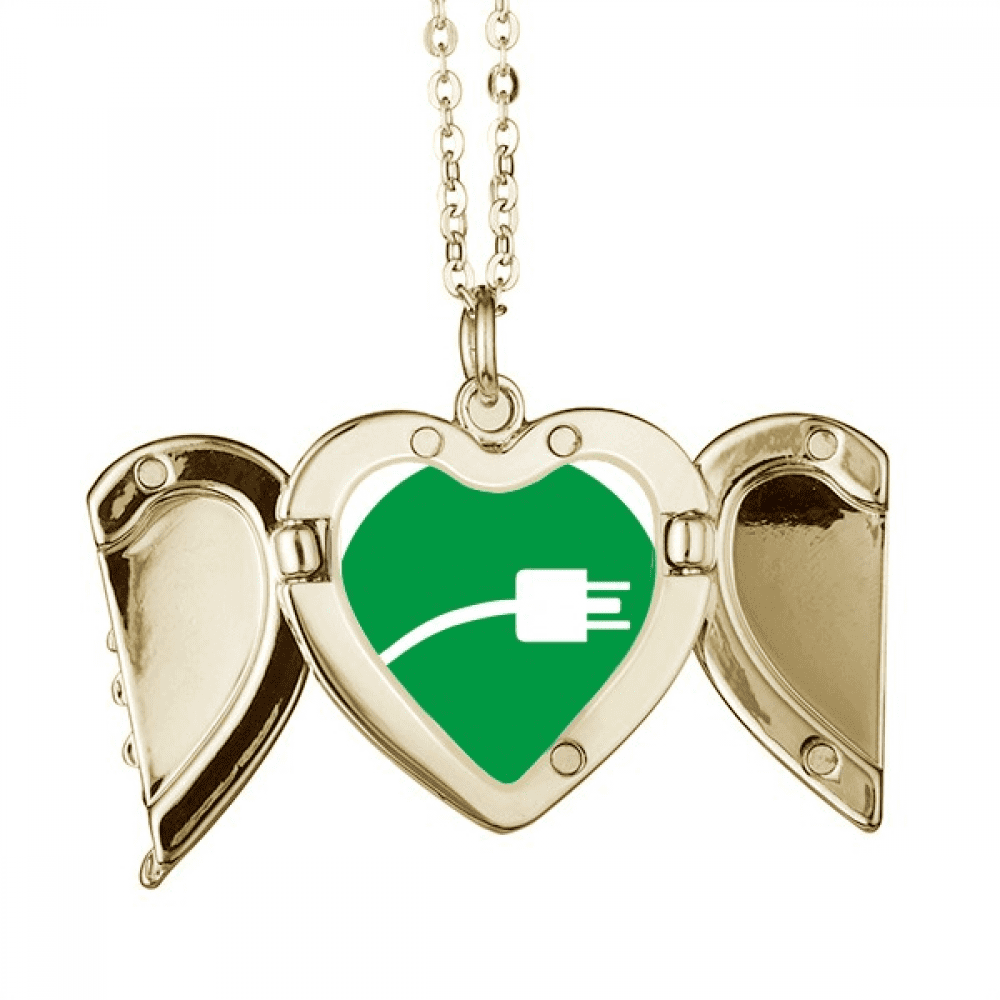 Green Plug Cable Charging Cable Pattern Folded Wings Peach Heart ...