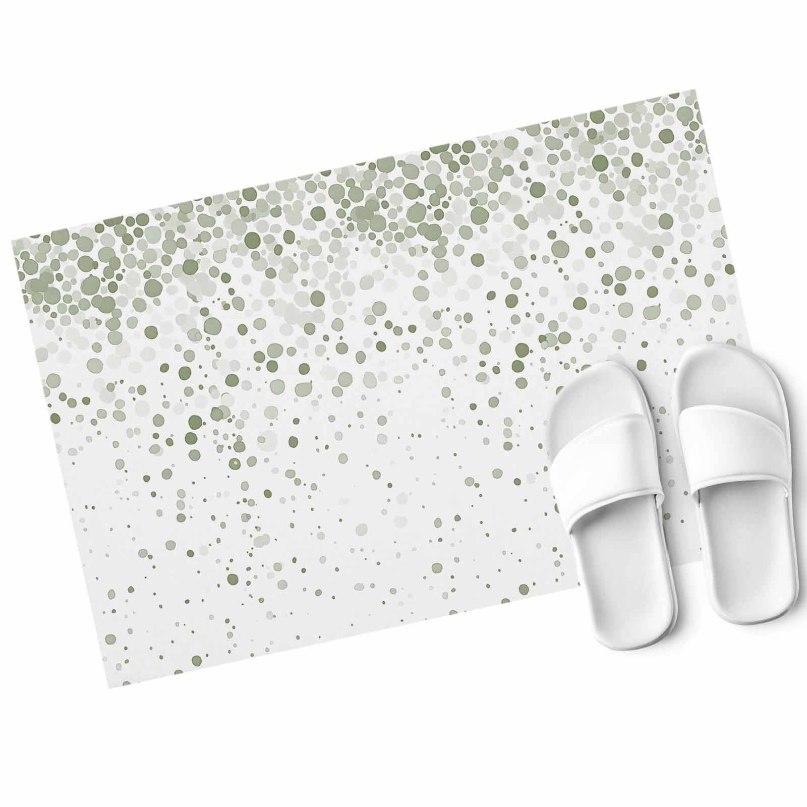 Green Polka Dot Door Mat Watercolor Green Gradient Non Slip Absorbent ...