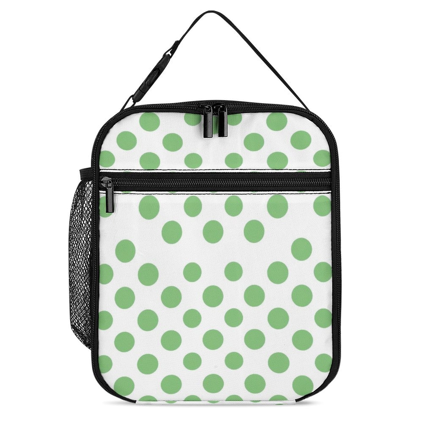 Green Polka Dot Pattern Lunch Bag Warm Insulated Lunch Box School Food ...