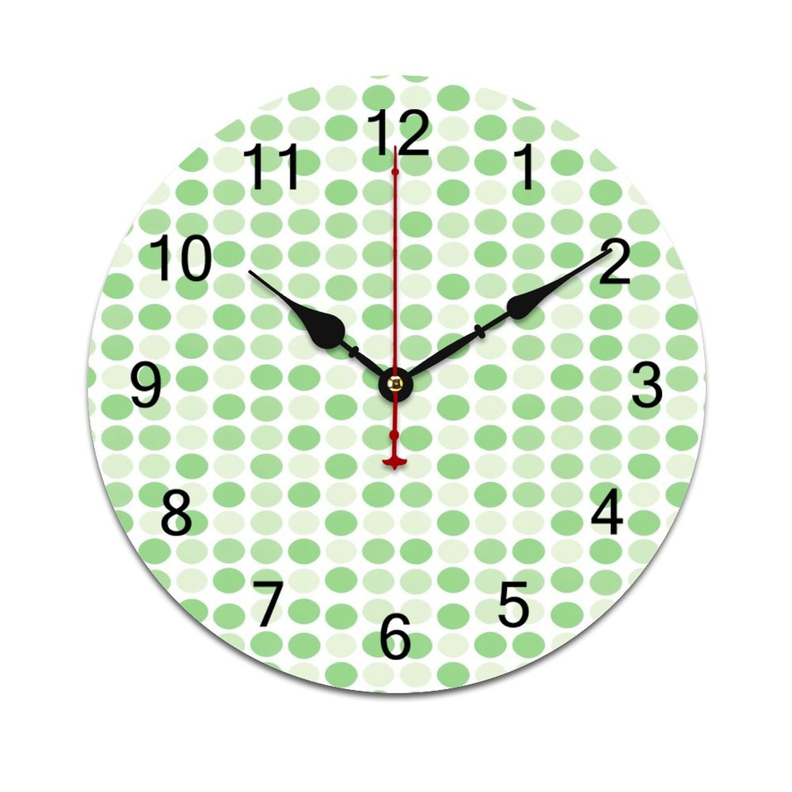 Green Polka Dot Pattern Round Wall Clock Modern Design Home Living Room ...