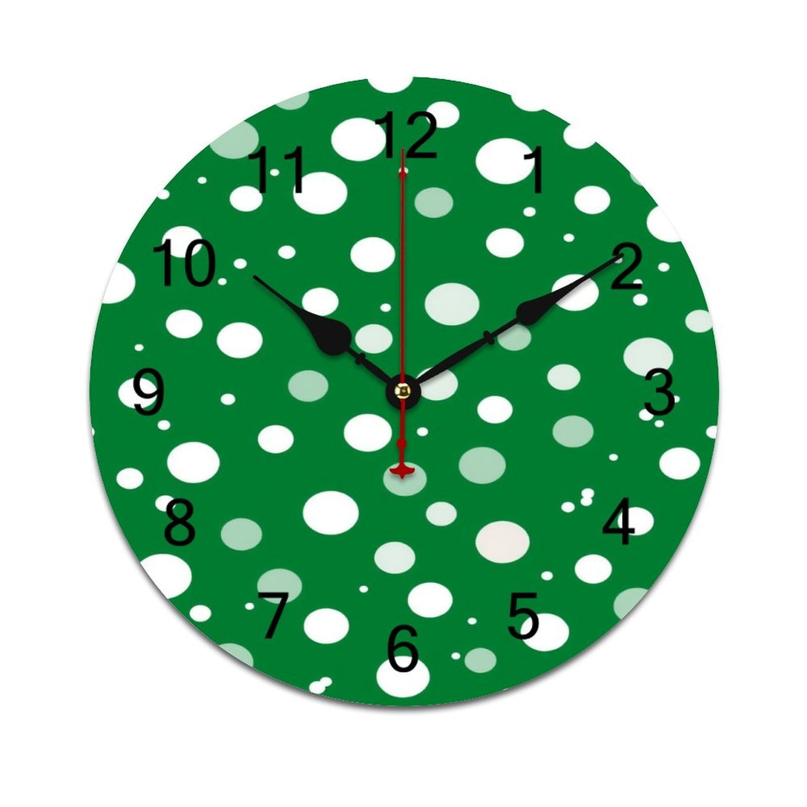 Green Polka Dot Pattern Round Wall Clock Modern Design Home Living Room ...