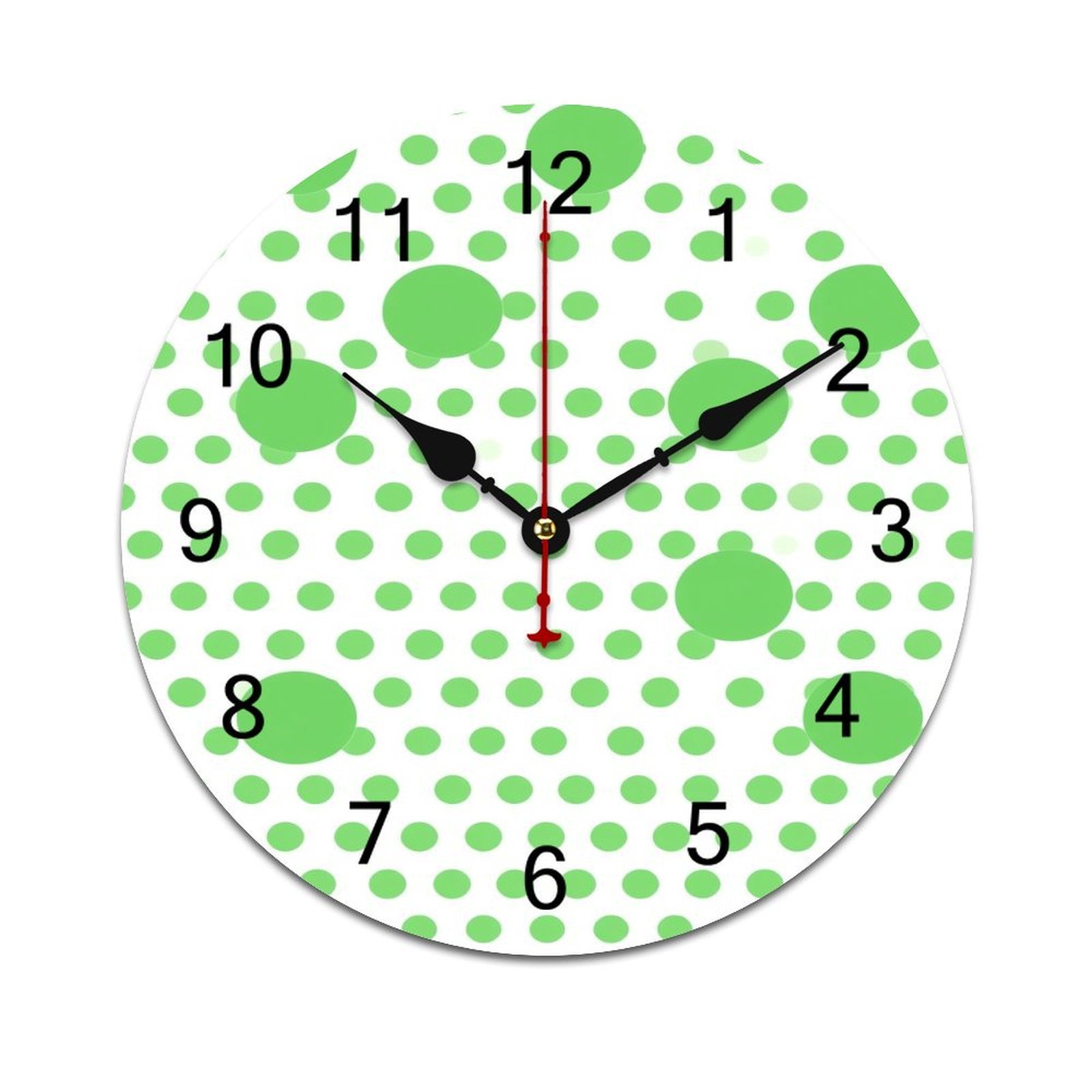 Green Polka Dot Pattern Silent Wall Clock Movement Battery Clock ...