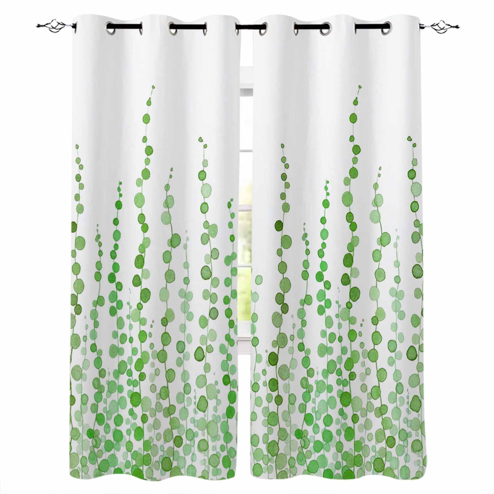 Green Polka Dots Black Out Curtains 84 Inch Long for Living Room ...