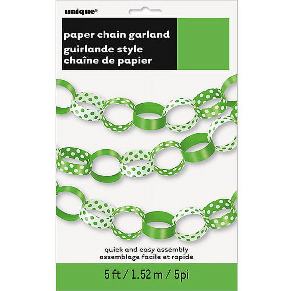 Green Polka Dots Paper Chain Garland (5ft) - Walmart.com