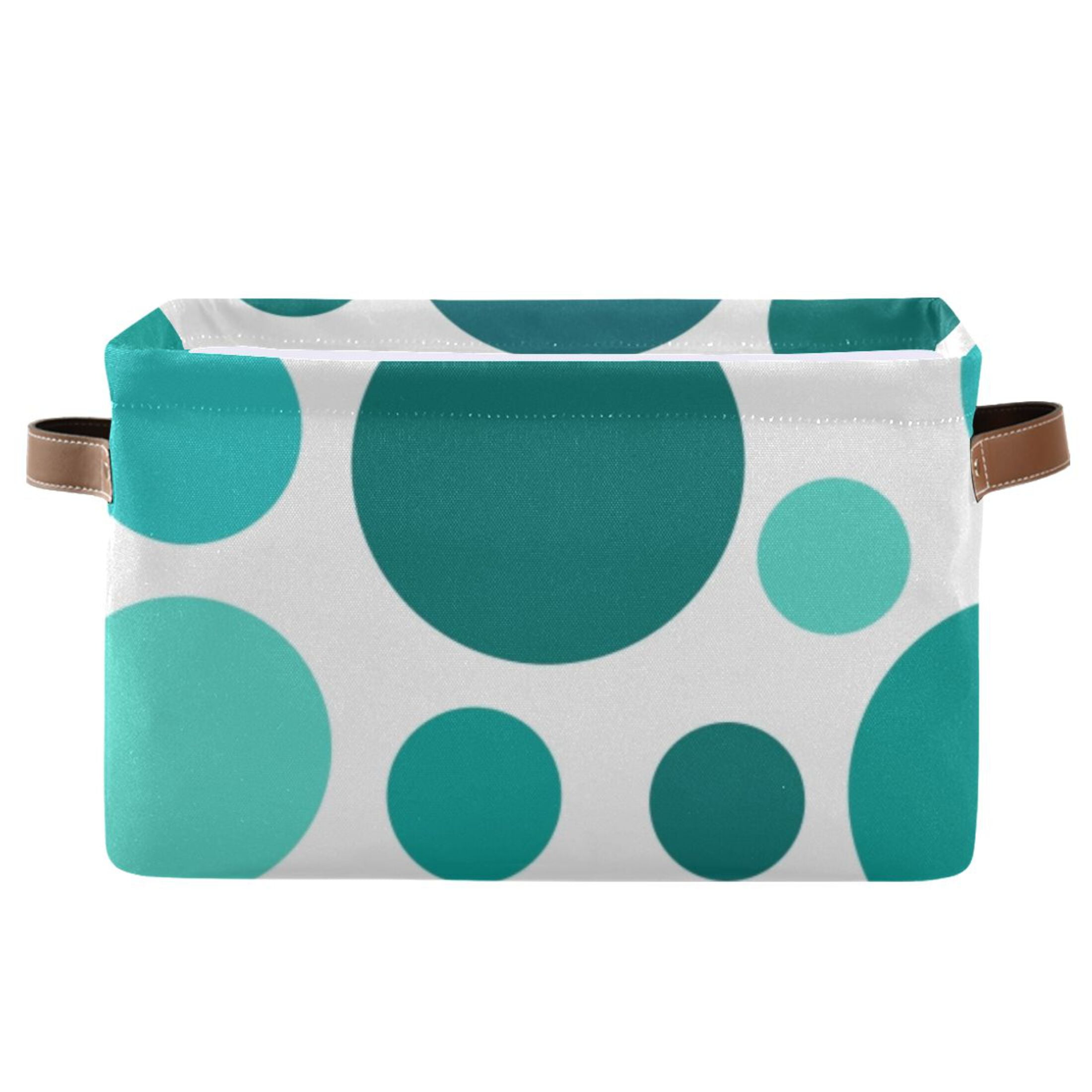 Green Polka Dots Storage Basket Large Foldable Storage Bin Laundry ...