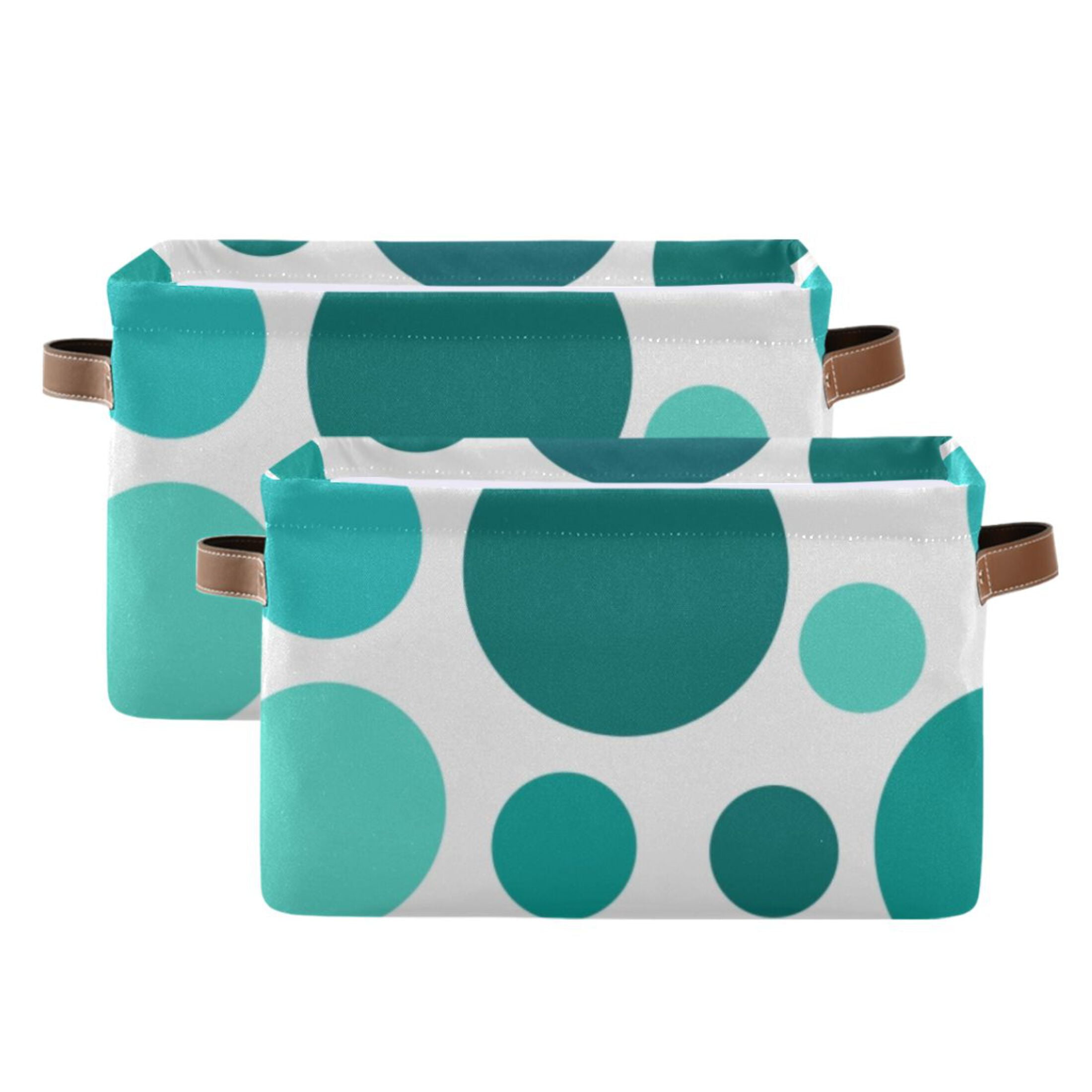 Green Polka Dots Storage Basket Large Foldable Storage Bin Laundry ...