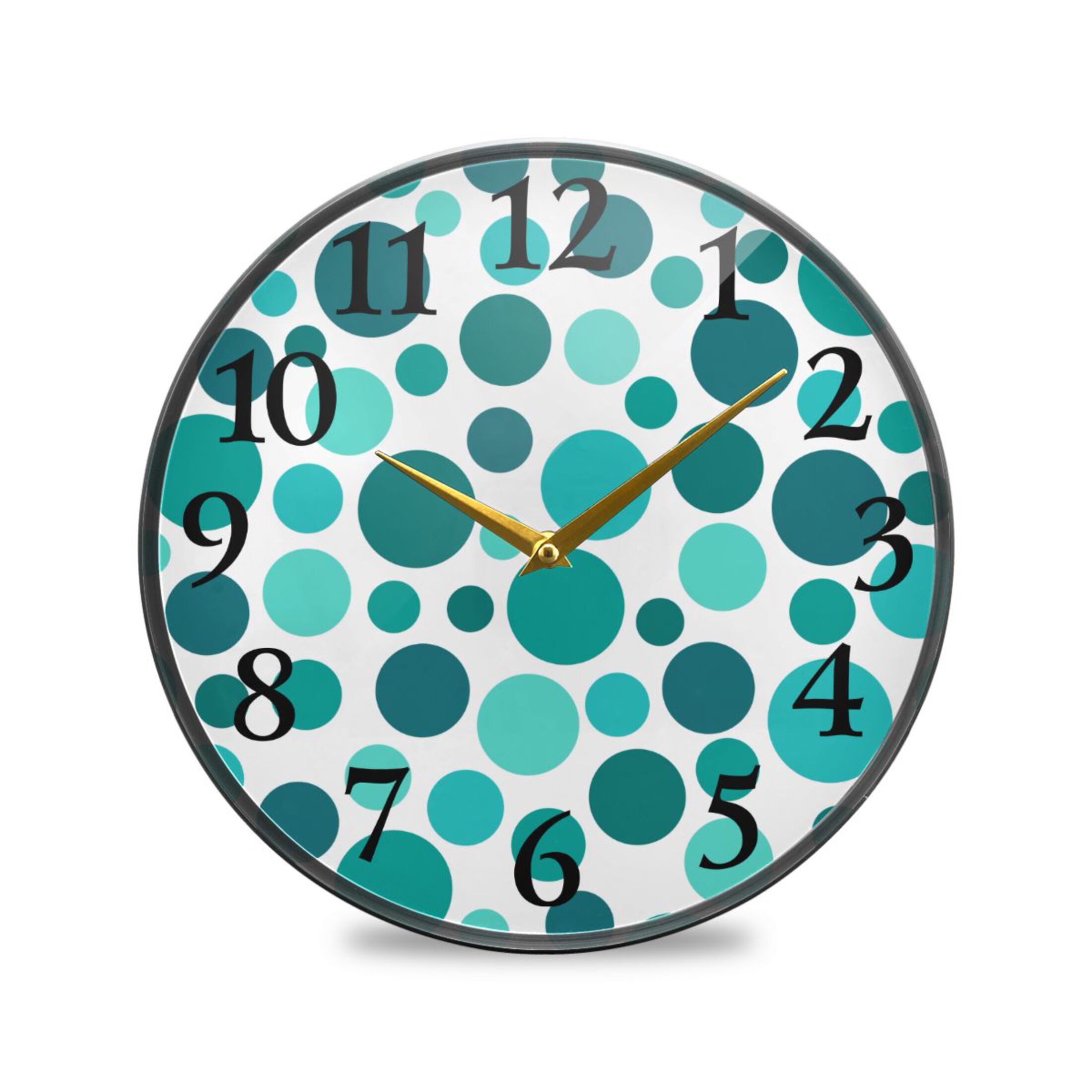 Green Polka Dots Wall Clocks Battery Operated 9.5 Inch Round Clock ...