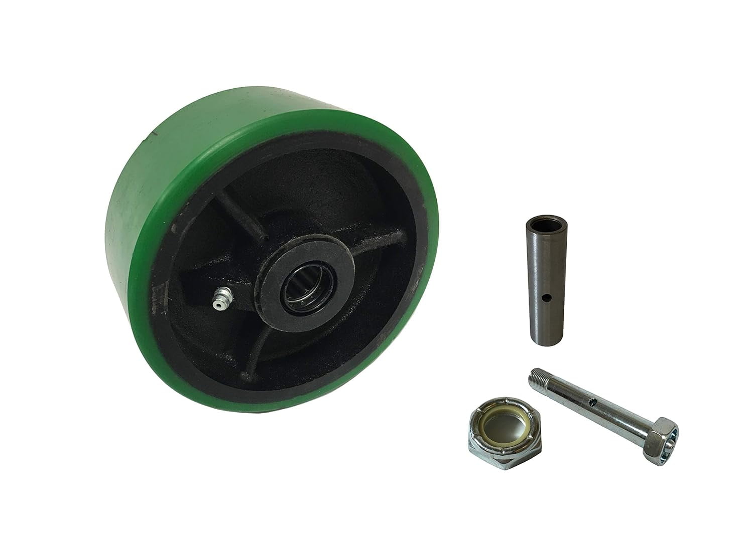 Green Polyurethane on Cast Iron 6" Wheel Set with with Bearing ...