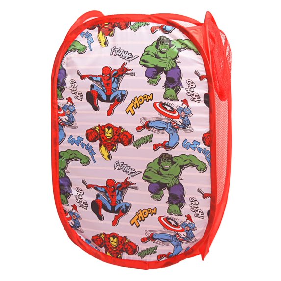 Green Pop-Up Collapsible Laundry Hamper with Red Trim and Action ...