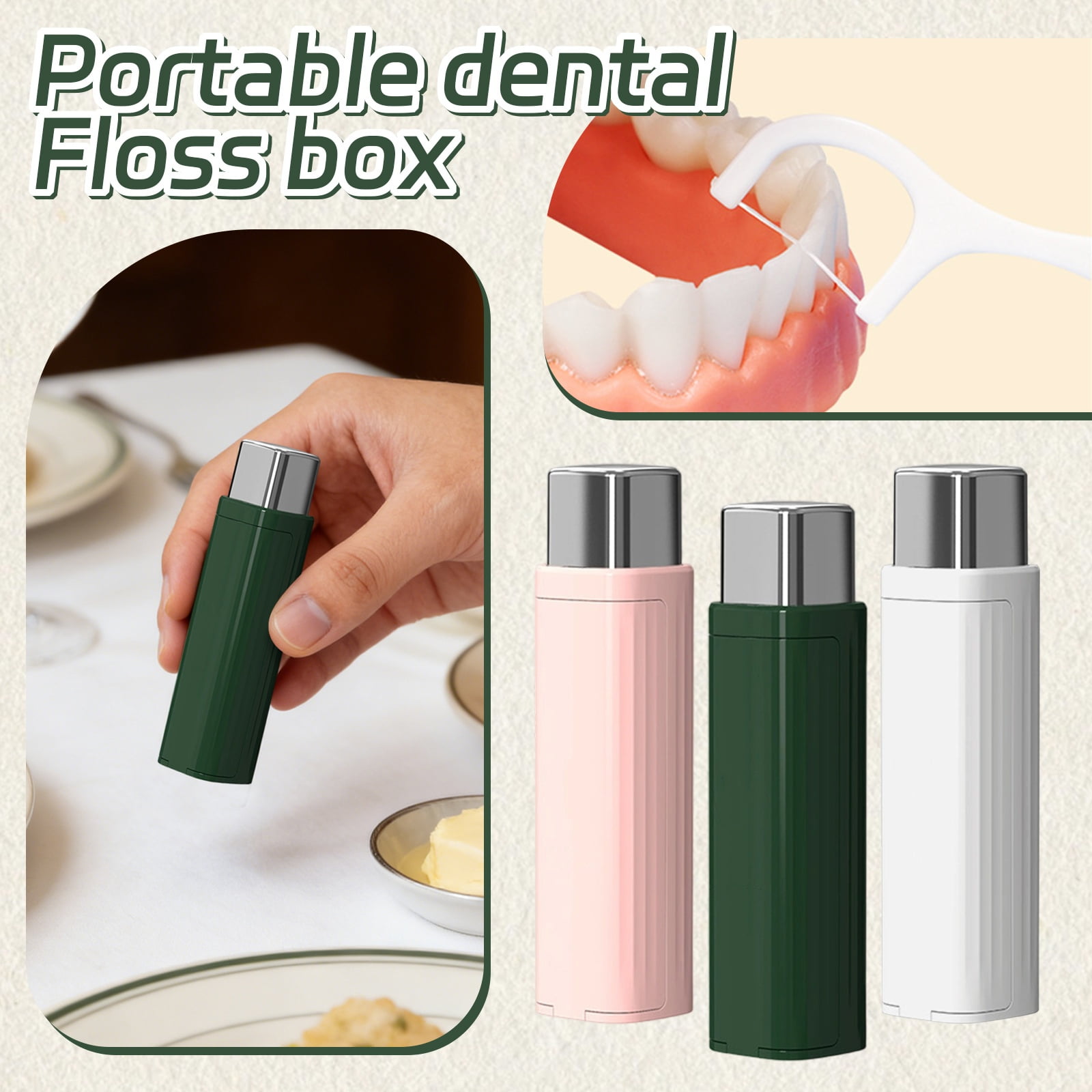 Green Portable Automatic Pop-Up Floss Case - Automatic Pop-Up ...