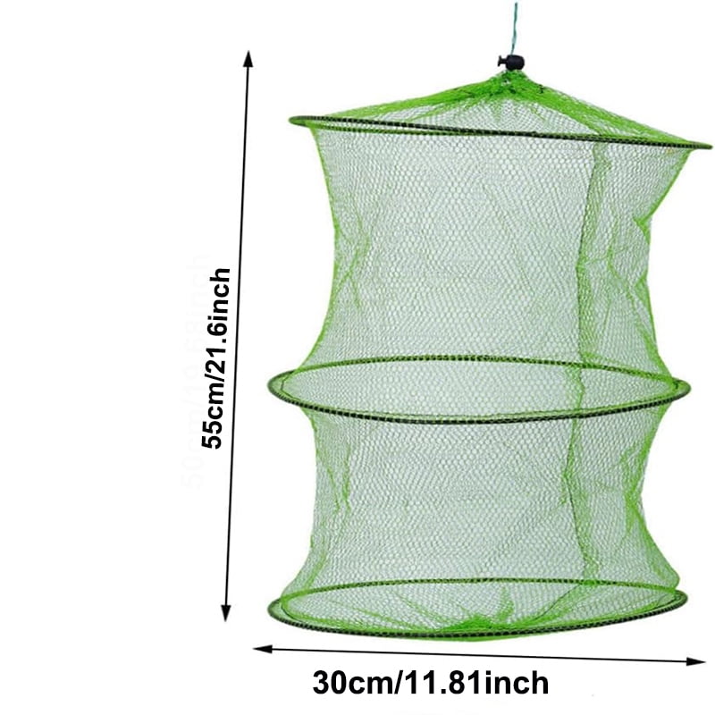 Green Portable Fishing Net Cage, Collapsible Fish Guard with Secure ...