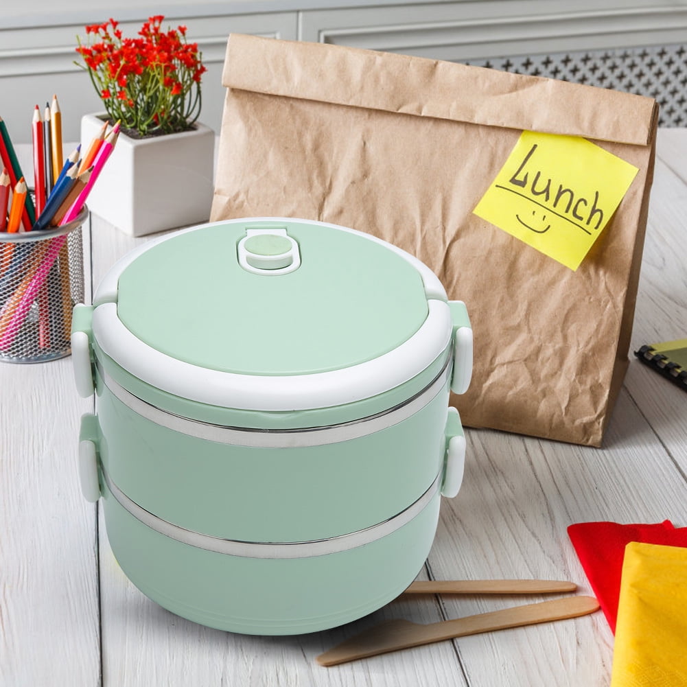 Green Portable Stainless Steel Thermal Insulated Rice Noddles Lunch Box ...