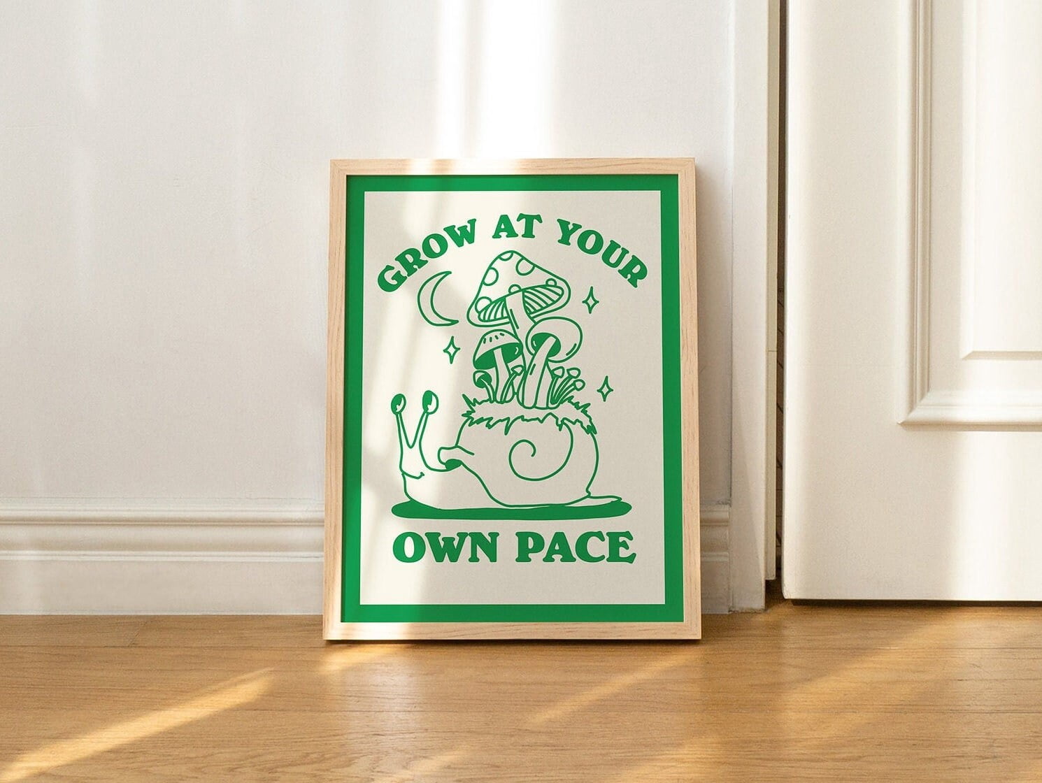 Green Poster Print, grow at your own pace Prints, Printable Mushroom ...