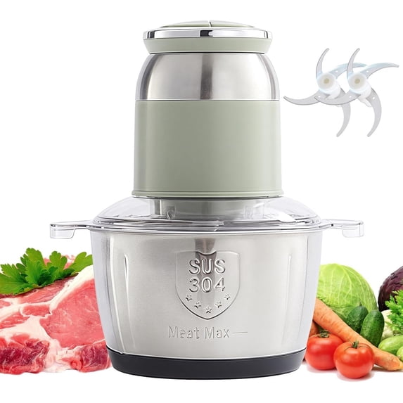 Green Processor,500W Electric Meat with 8 Cup Stainless Steel Bowl and ...