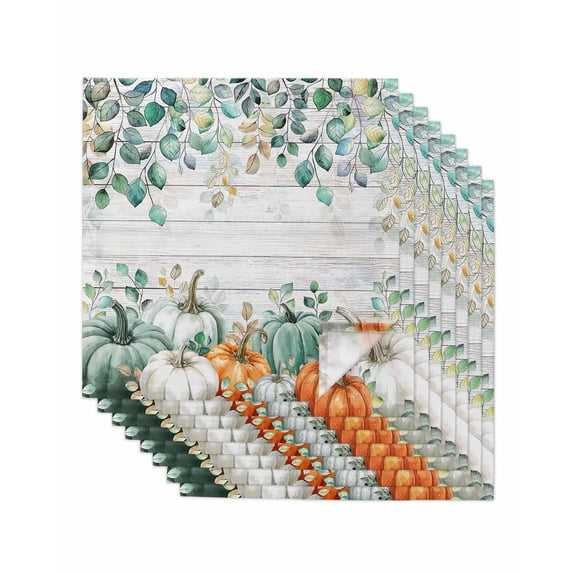 Green Pumpkin Cloth Napkins Set of 8 Reusable Dinner Napkins ...