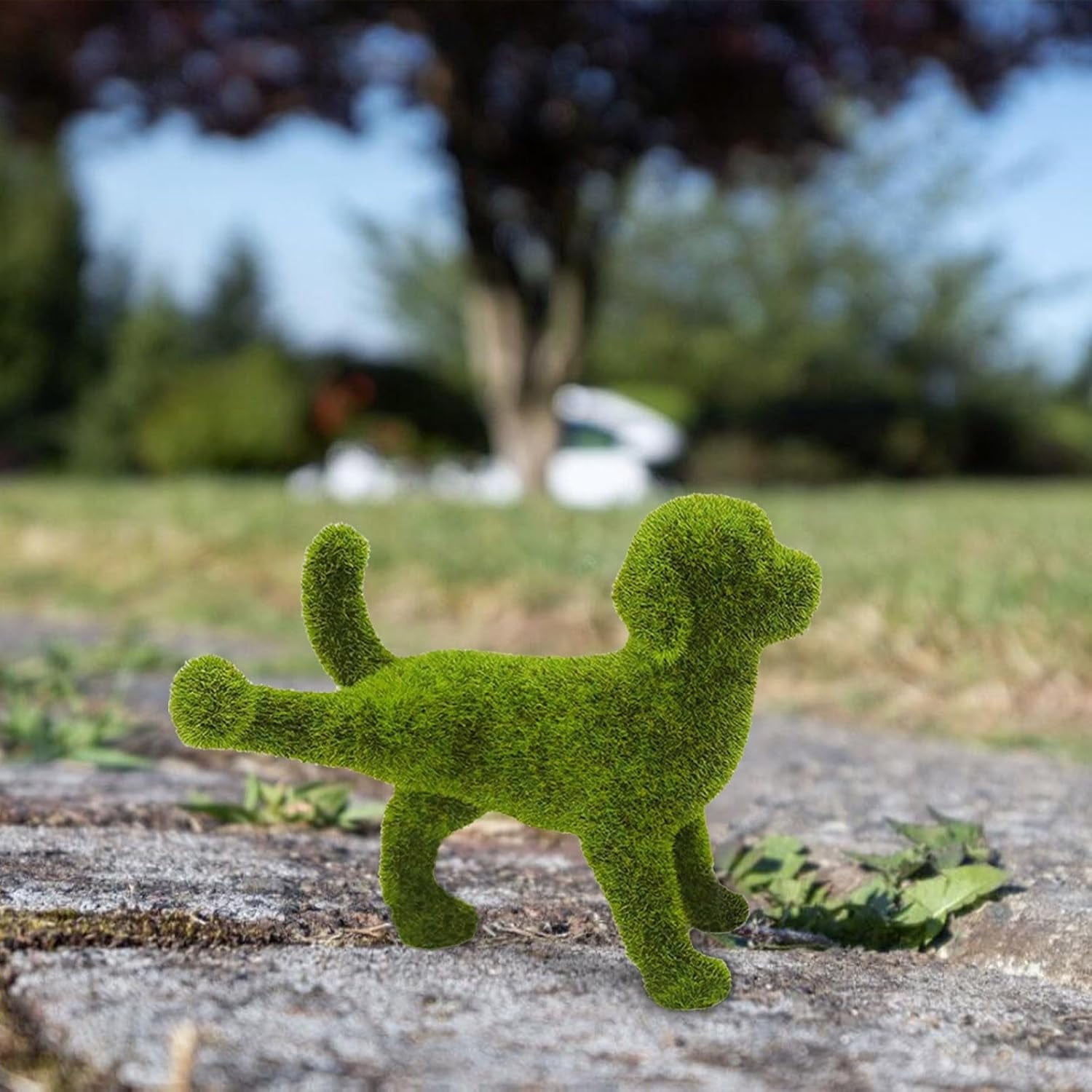 Green Puppy Figurines Simulation Flocked Animal Ornament Decorative ...