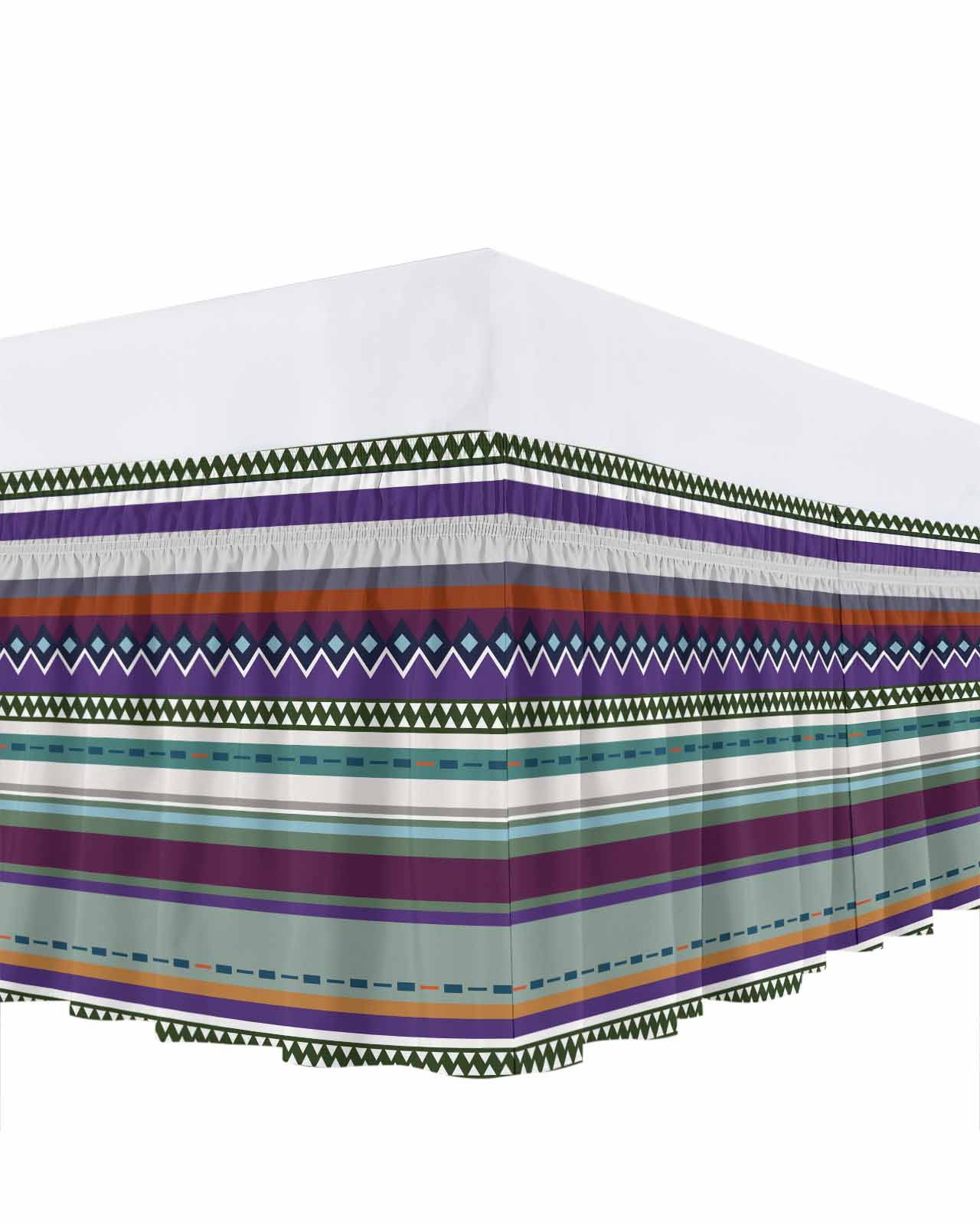 Green Purple Grey Orange Strip Bed Skirt California King Size 16 Inch ...