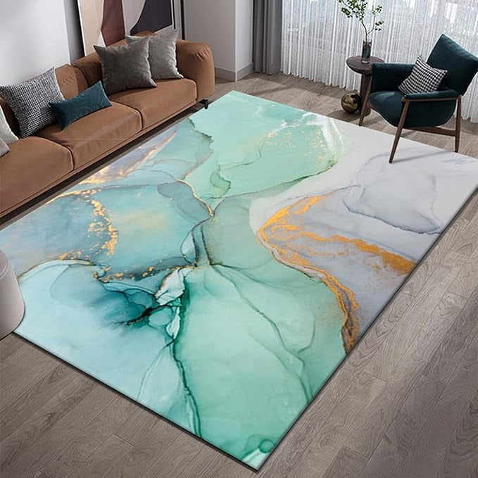 Green Purple Marble Rugs For Living Room Bedroom Modern Art Non-Slip ...