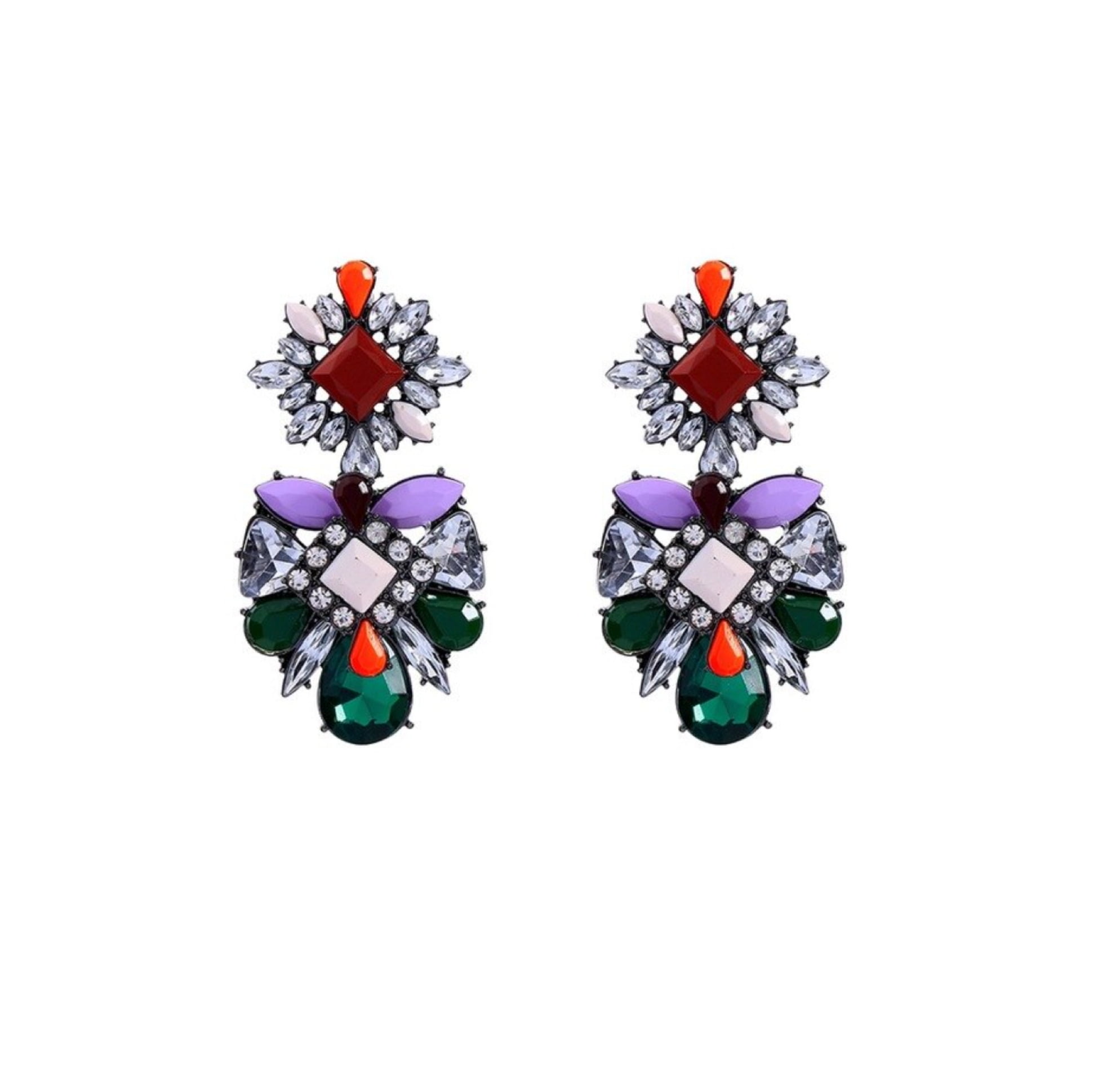 Green Purple Multi Colored Drop Earrings - Walmart.com