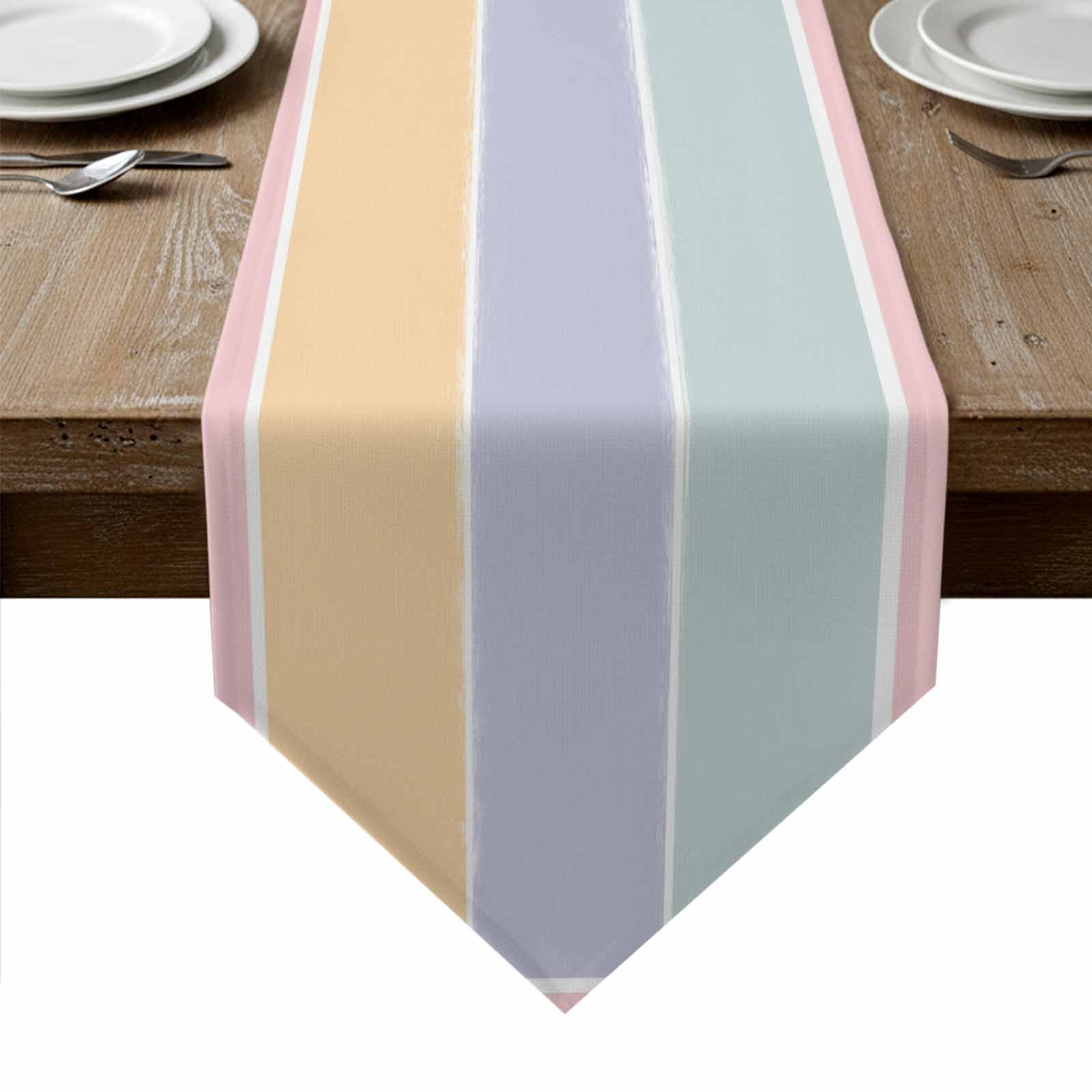 Green Purple Yellow Table Runner Linen Burlap Table Runner 90 Inches ...