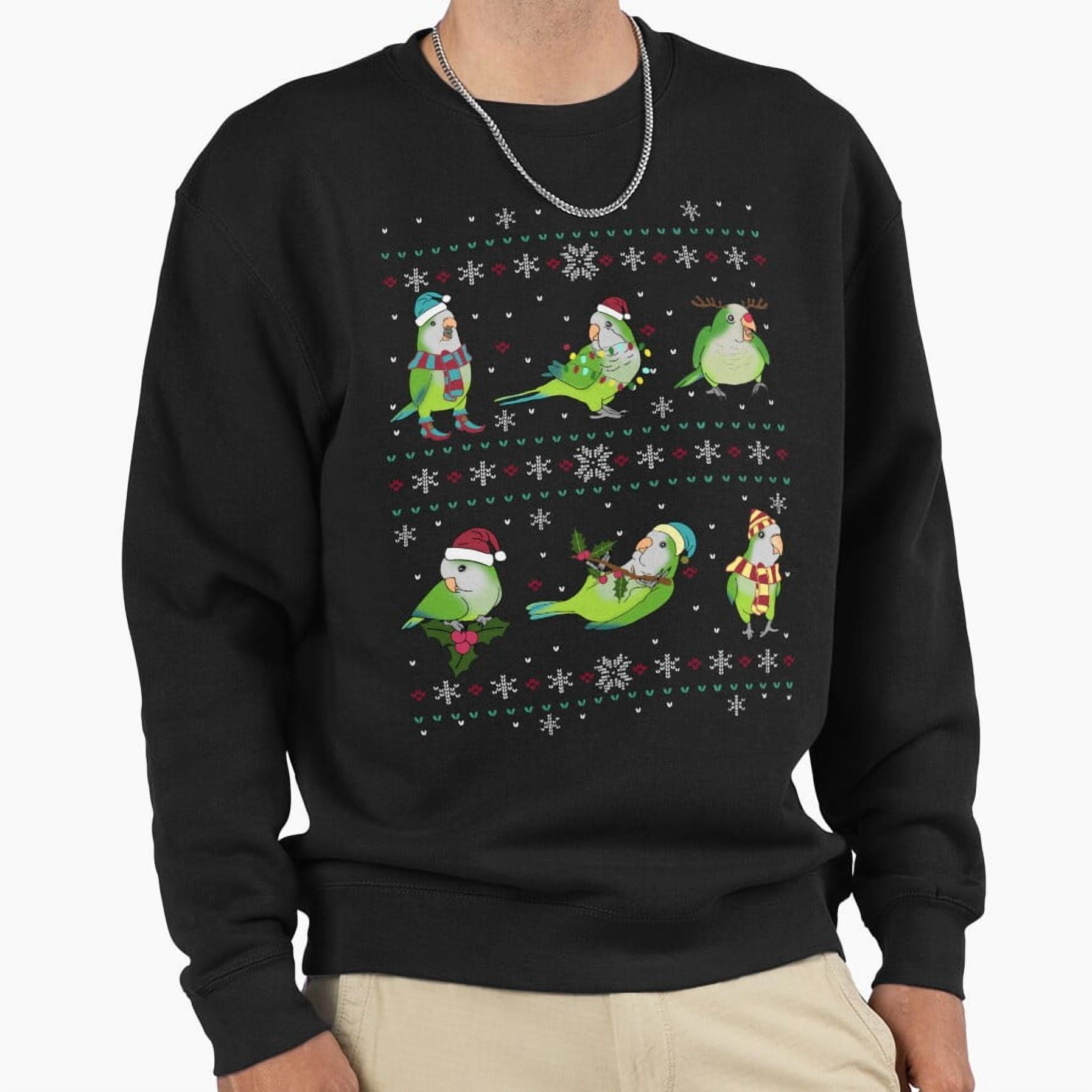 Green Quaker Parrot Bird Pet Animal Lover Ugly Christmas Style Sweatshirt, for men & women, up ...