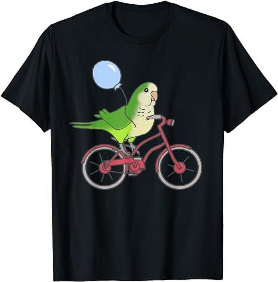 Green Quaker riding a bike Funny Parrot owner Pet Bird Lover T-Shirt ...