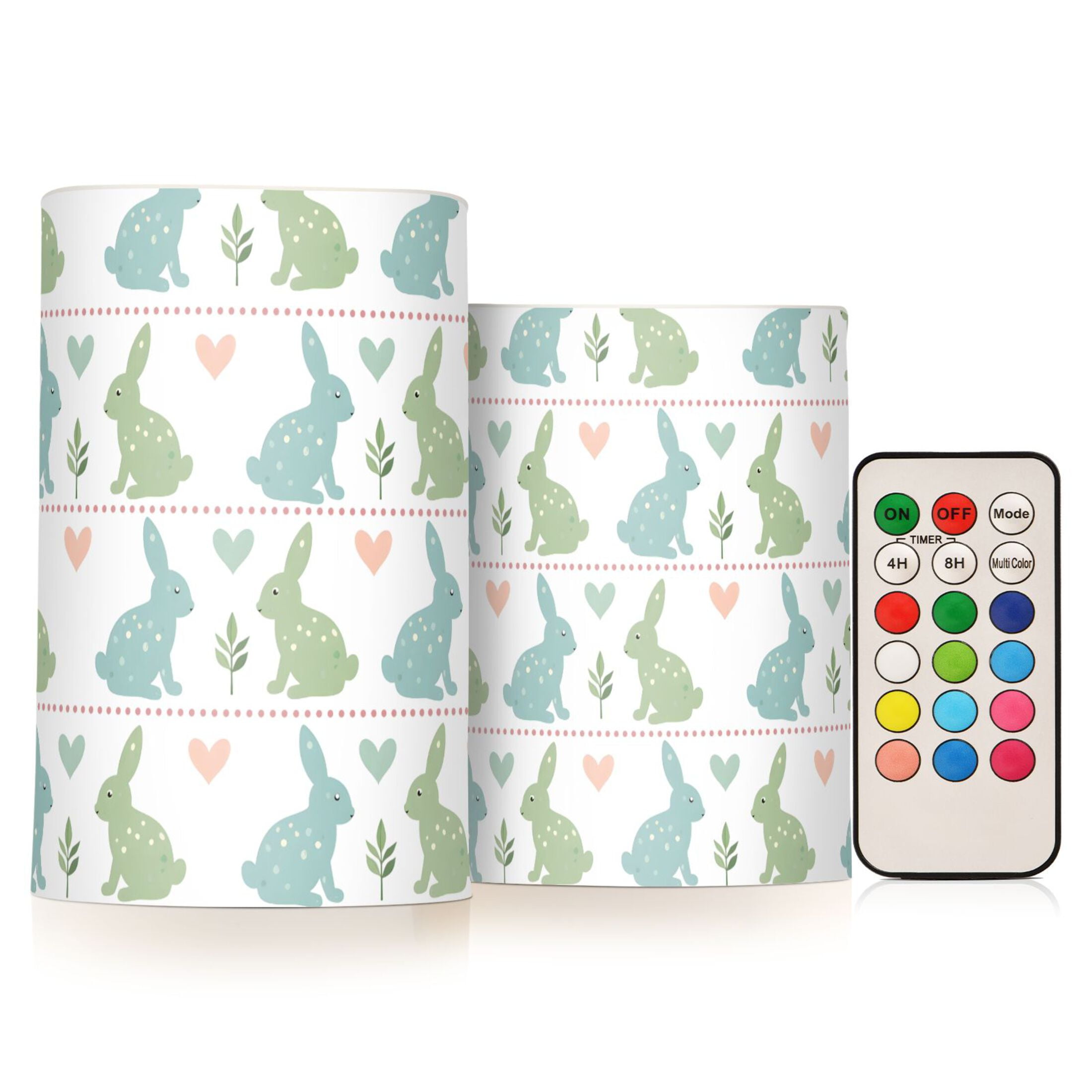 Green Rabbit Heart Pattern Flameless LED Candle Set with Remote ...
