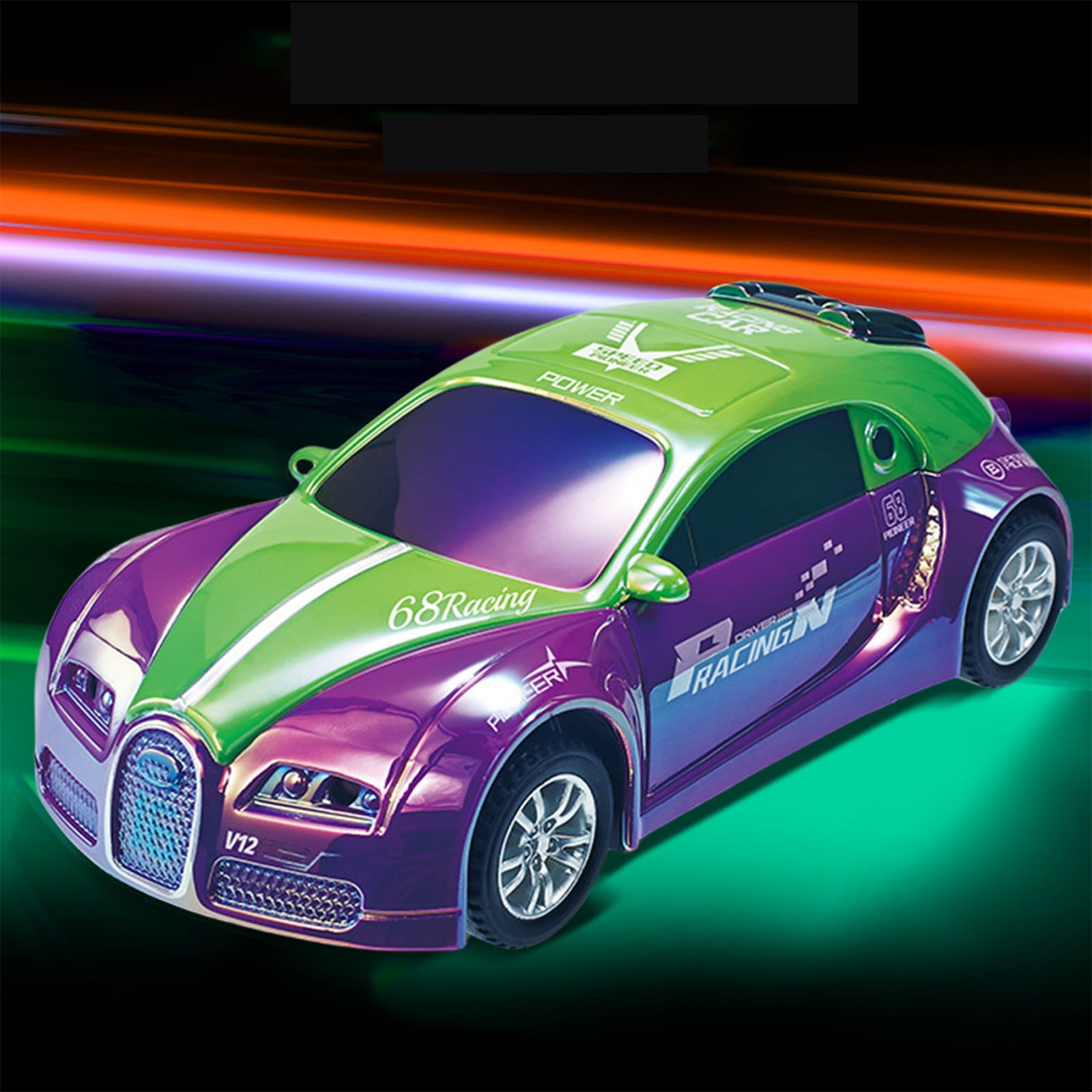 Green Racing Car Toy for Boys,Christmas Cars with Headlight& Rotating ...