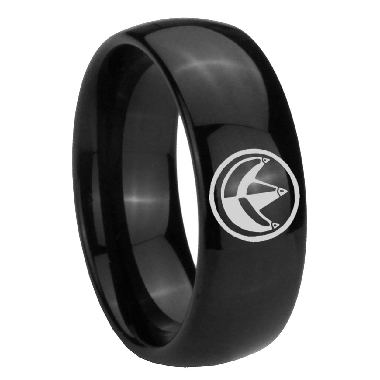 Green Ranger Power 8MM Black High Polish Dome Tungsten Men's Ring ...