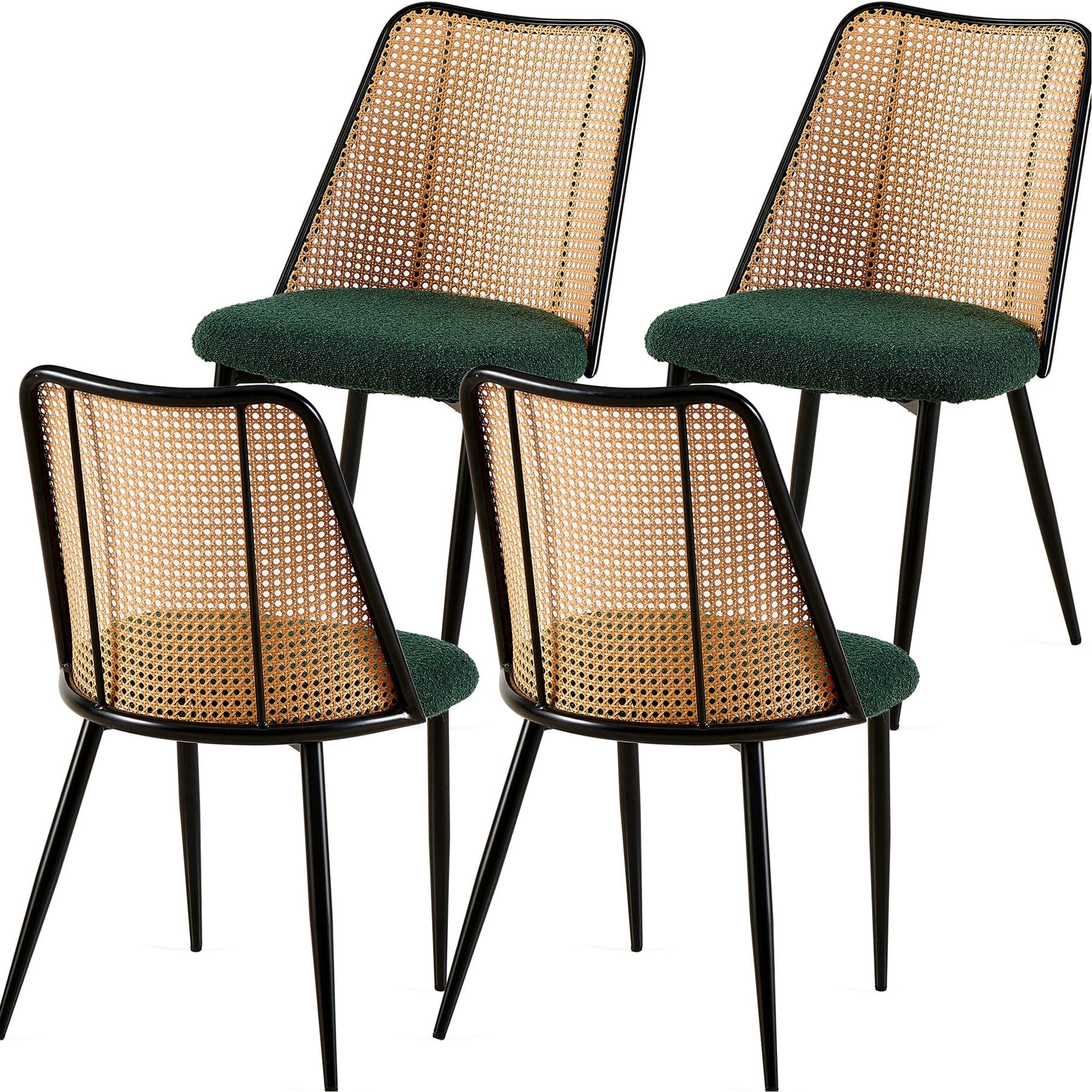 Green Rattan Chairs with Cane Back+Airflow Design”-“Dining Room Use ...