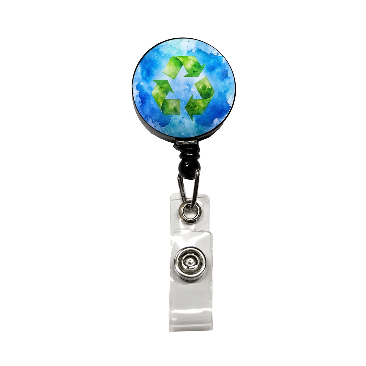Green Recycle Symbol On A Blue Background Watercolor Retractable Reel ...