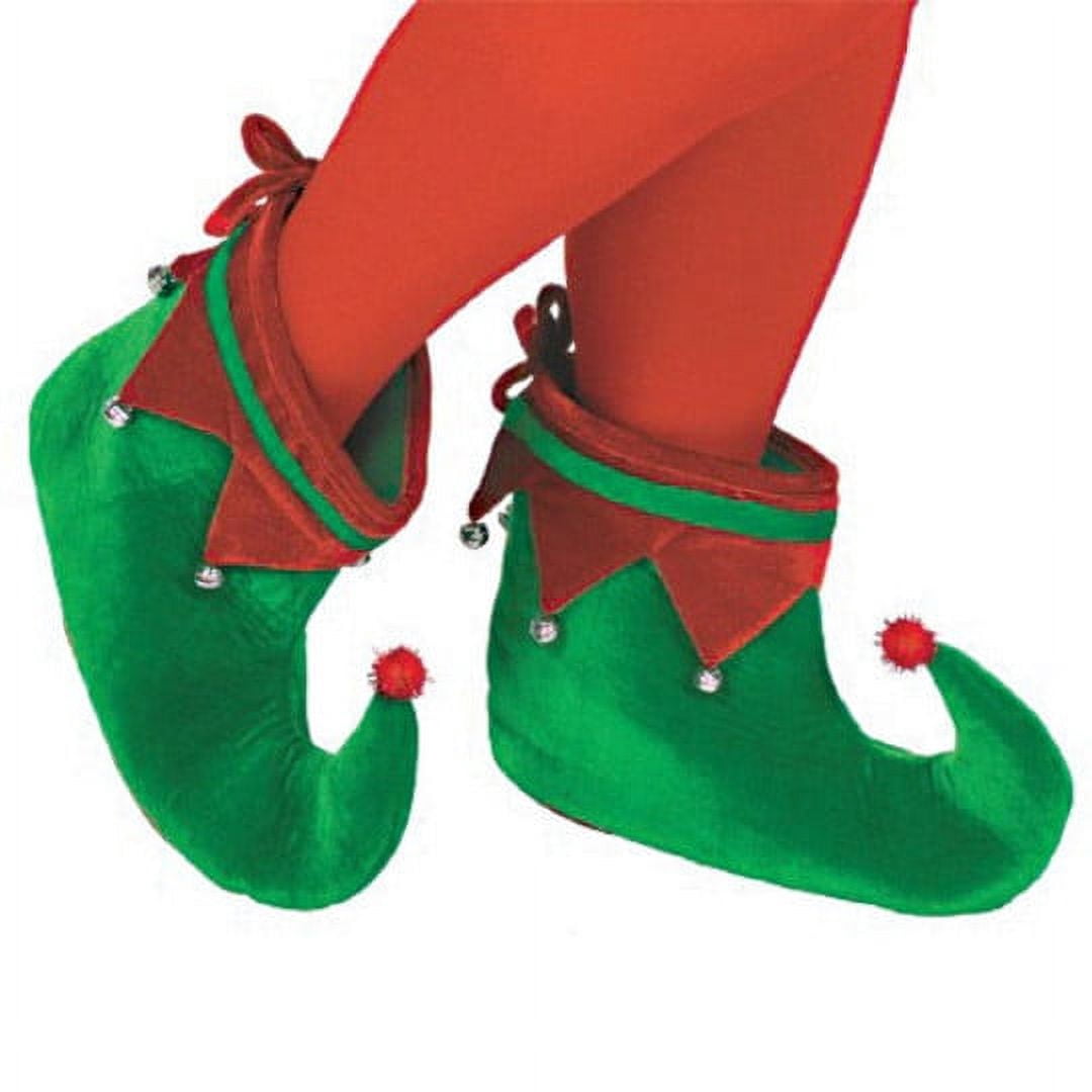 Green/Red Adult Plush Elf Shoes - 1 Pair (393235) - Walmart.com