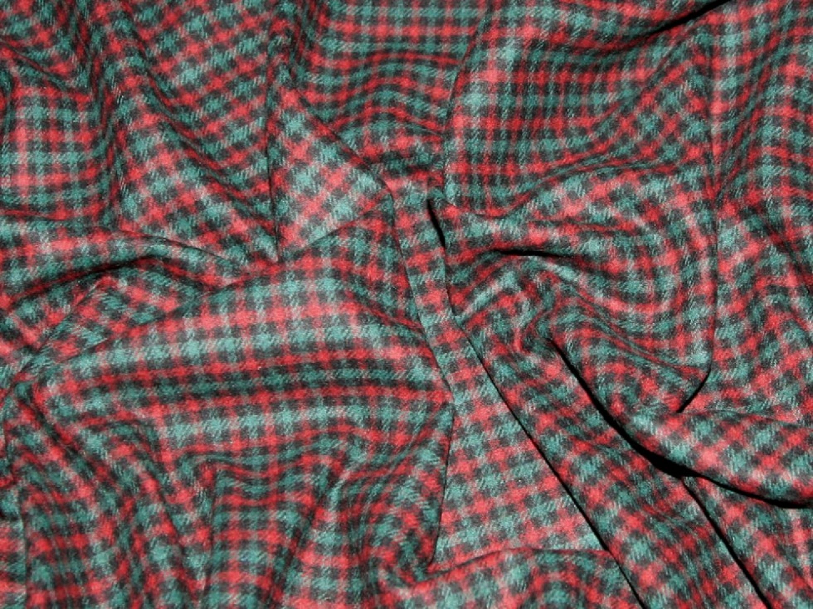Green & Red Check Wool Blend Coat Weight Designer Dress Fabric - per ...