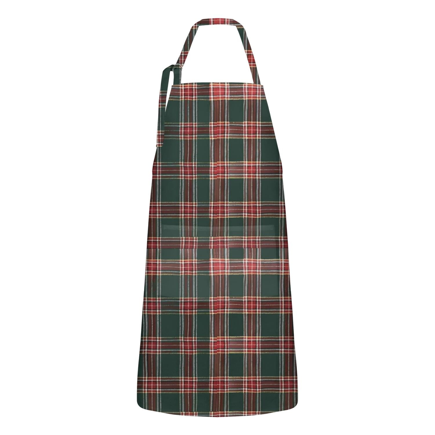Green and Red Christmas Plaid Apron-Garden Aprons for Women with ...
