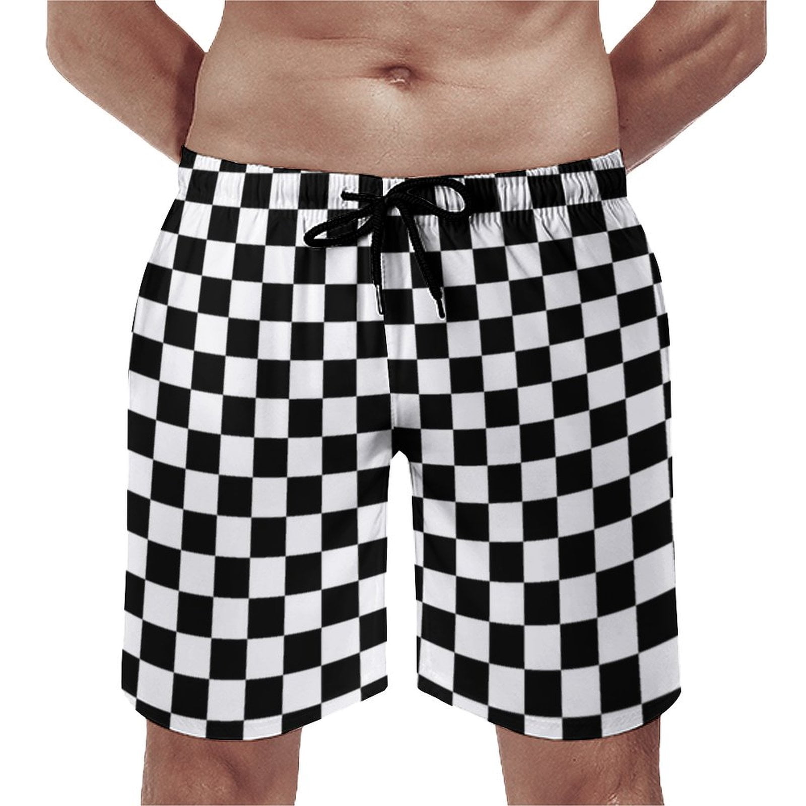 Green Red Plaid Board Shorts Summer Checkerboard Classic Board Short ...