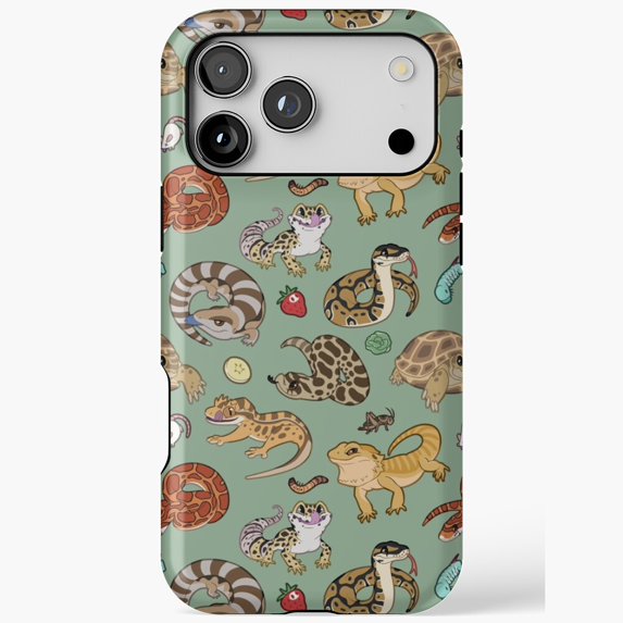 Green Reptile Pets Pattern Art Phone Cover for iPhone 11 12 13 14 15 16 ...