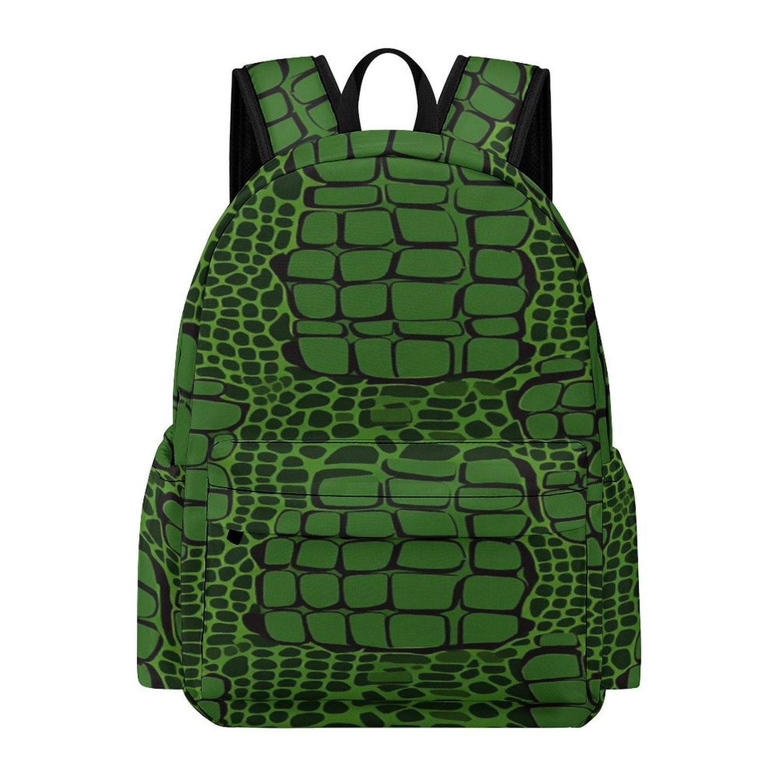 Green Reptile Skin Backpack Student BookBag School Bag Laptop Shoulder ...