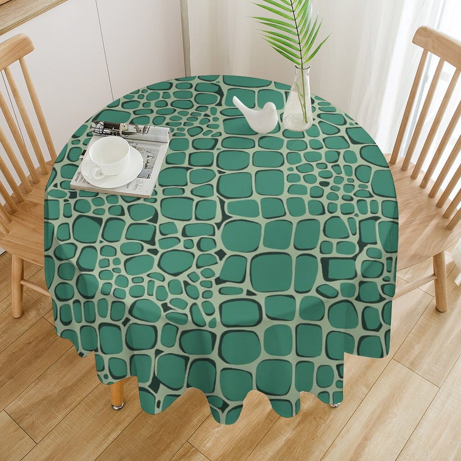Green Reptile Skin Texture Round Tablecloths Circular Table Cover ...