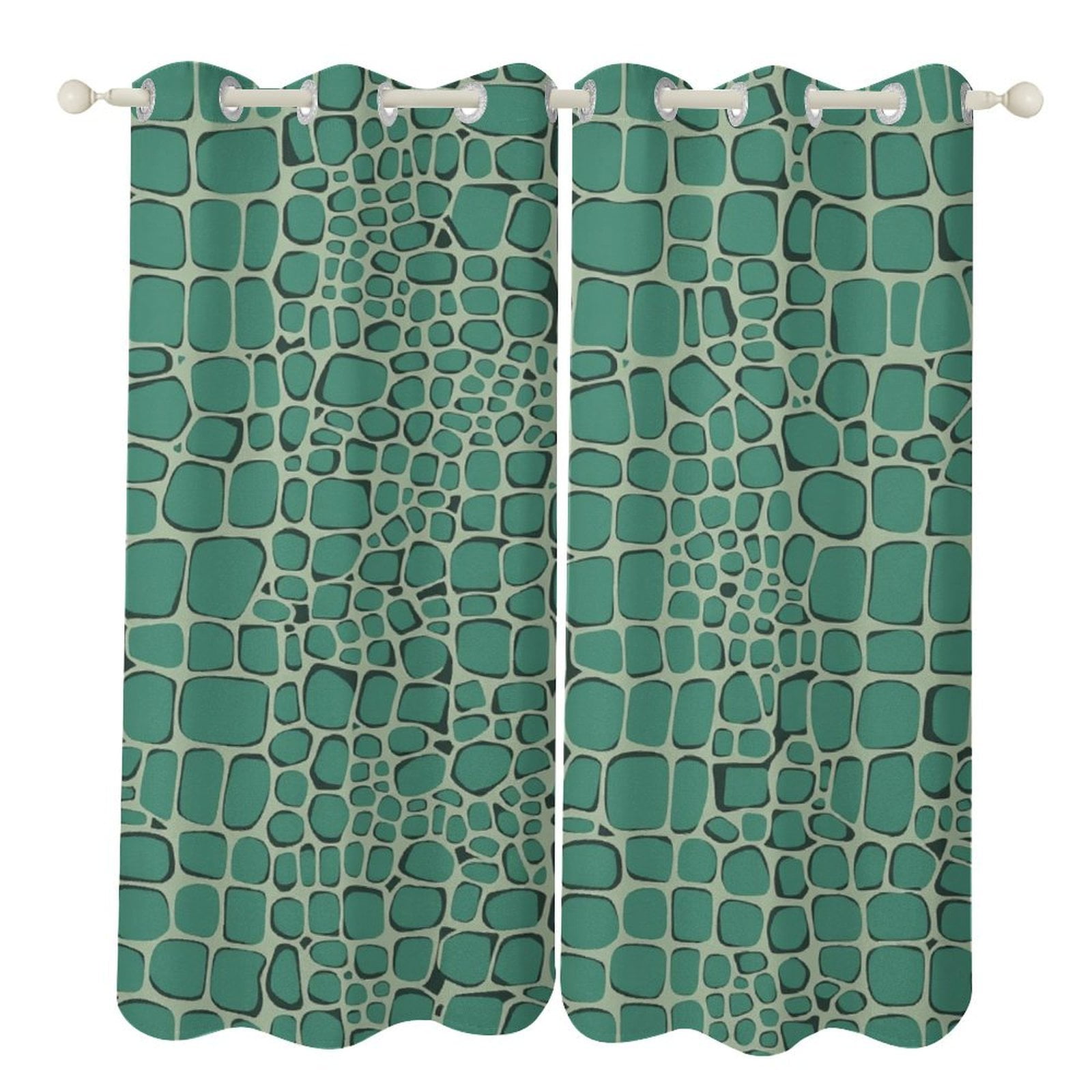 Green Reptile Skin Texture Window Curtains Drapes Bedroom Living Room Kitchen Door Home 2Pieces ...