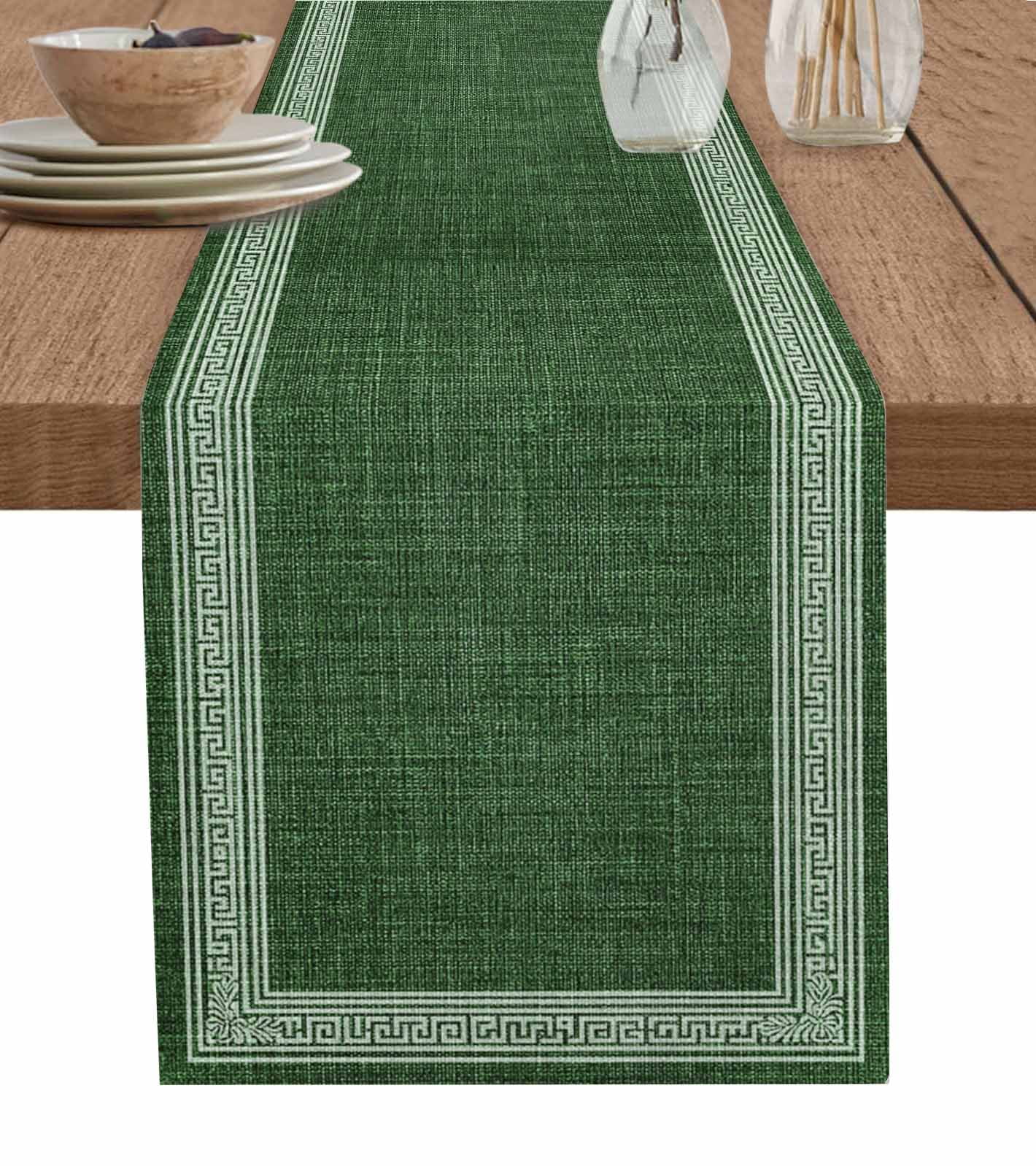 Green Retro Greek Key Table Runner 72 Inches, Geometric Greece Ancient ...