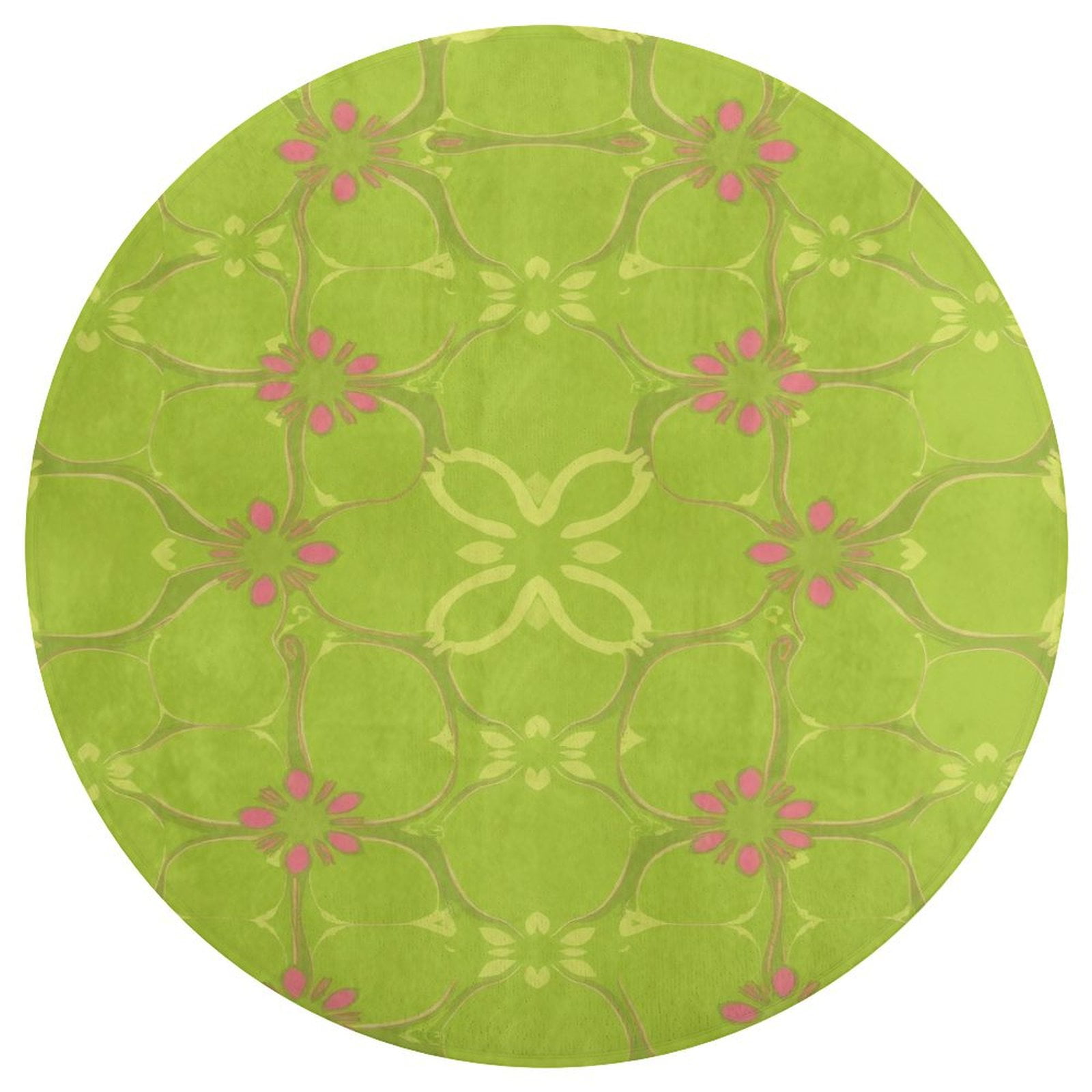 Green Retro Pattern Round Area Rug Floor Carpets Washable Indoor Floor ...