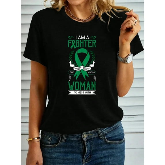 Green Ribbon Cancer Awareness Fighter Inspirational Quote for Women ...
