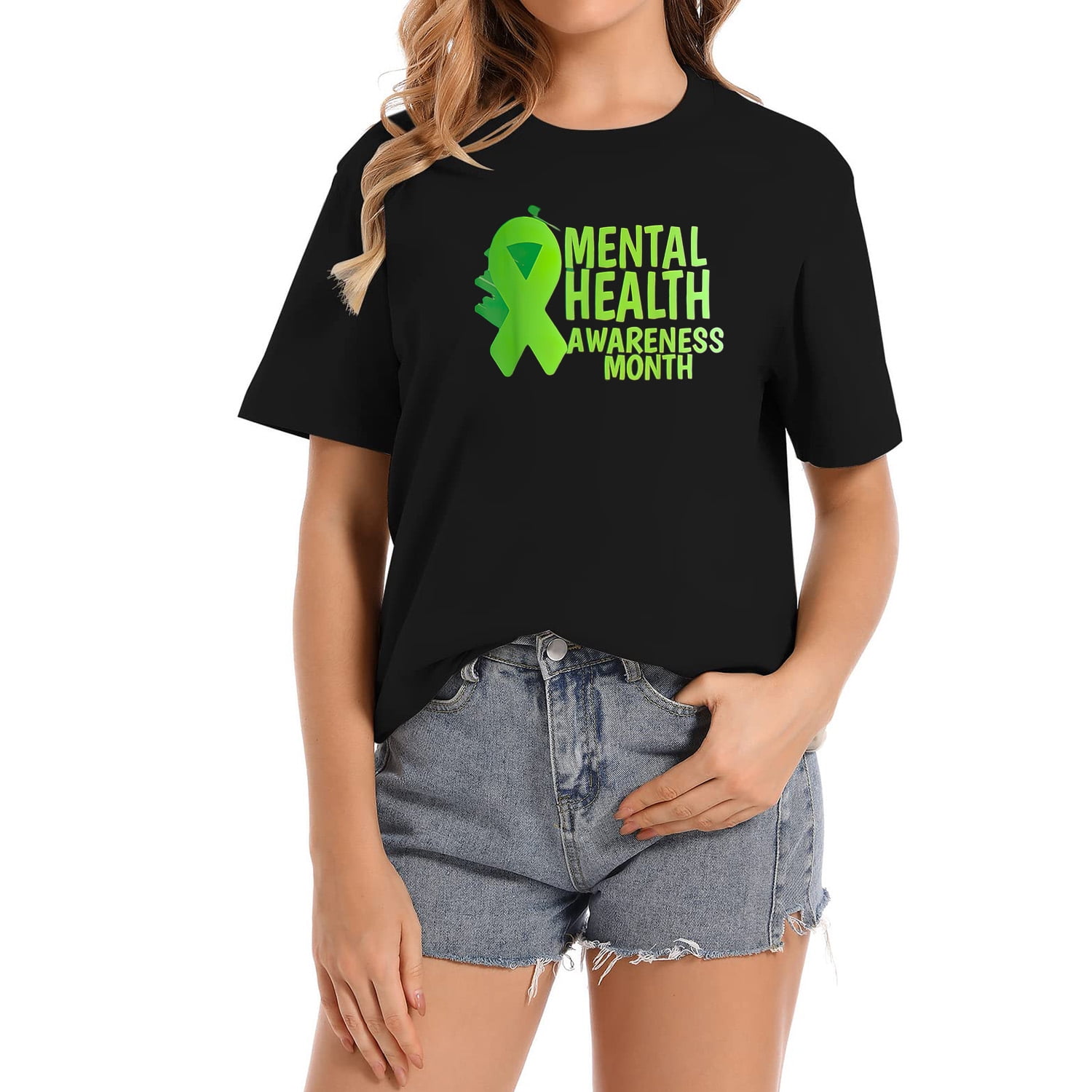 Green Ribbon Mental Health Awareness Month May Mental Health T-Shirt - Walmart.com