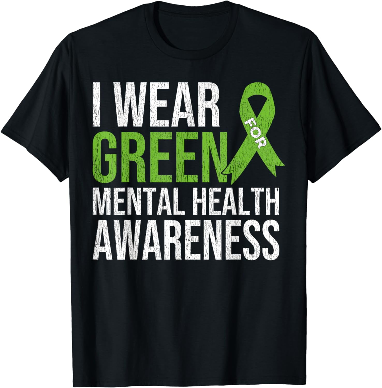 Green Ribbon Mental Health & Depression Awareness Cotton T-Shirt ...