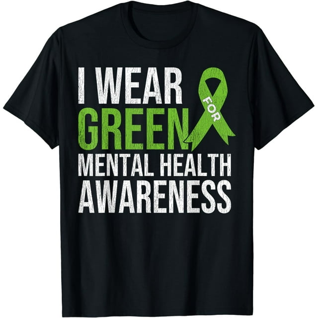 Green Ribbon Mental Health & Depression Awareness T-Shirt - Walmart.com