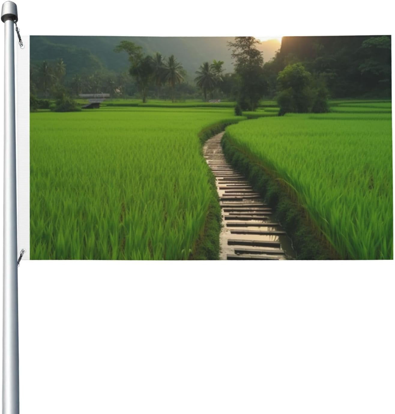 Green Rice Field Garden Flag Welcome Flags for Outside Holiday Banner ...