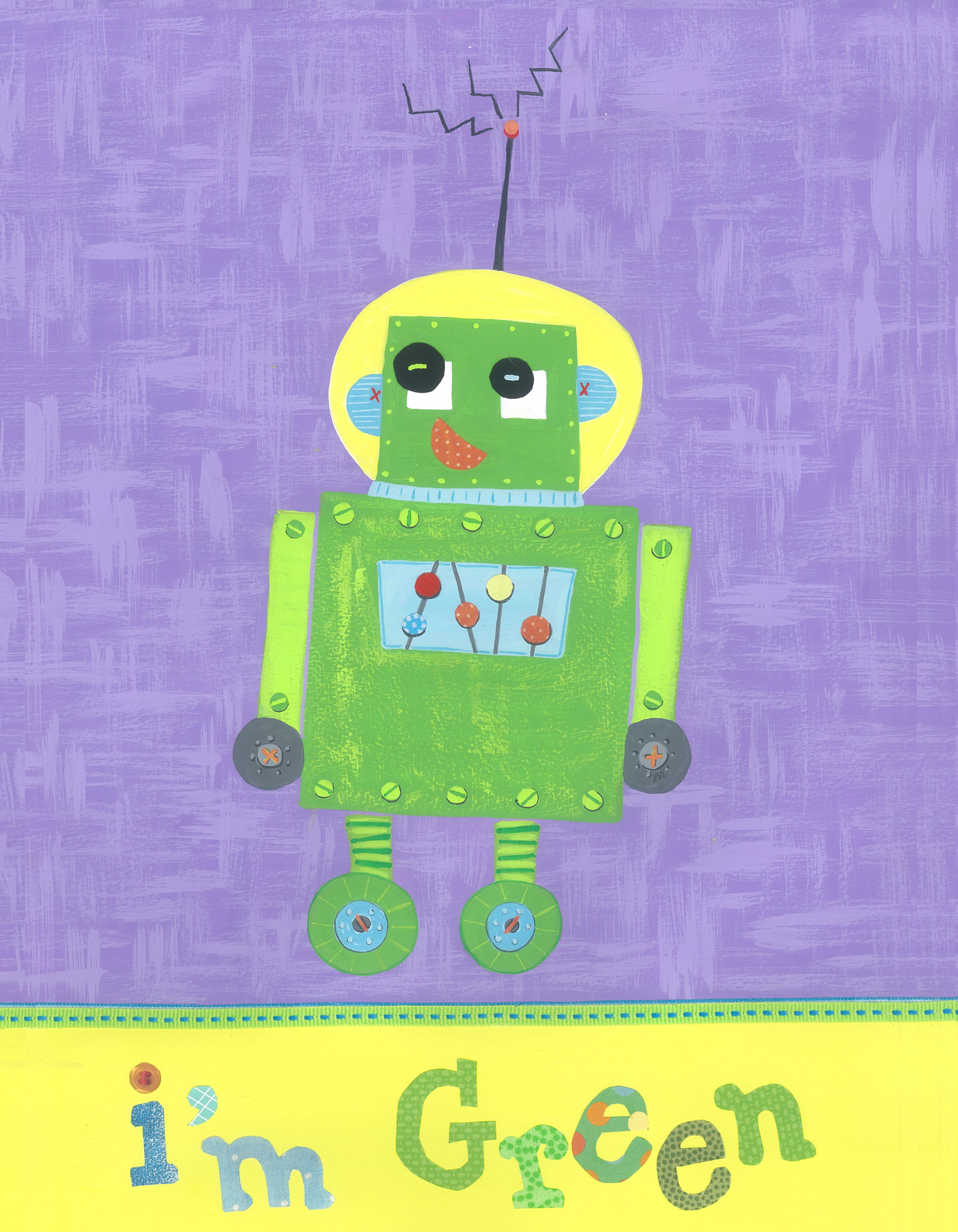 Green Robot - "I'm Green" - Wall Art - Walmart.com
